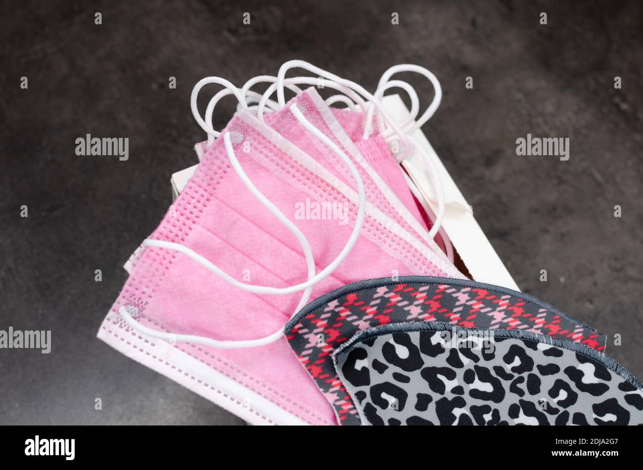 Pile of different masks for protection against virus transmission Stock ...