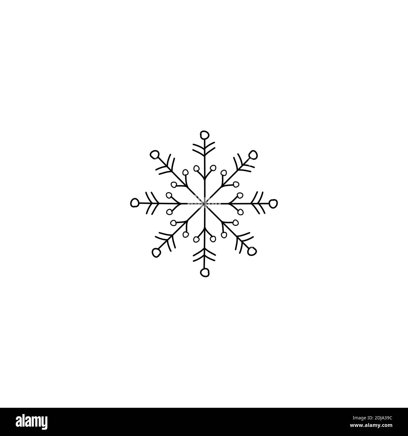 Black hand drawn cartoon snowflake icon isolated on white. Freeze, cold ...