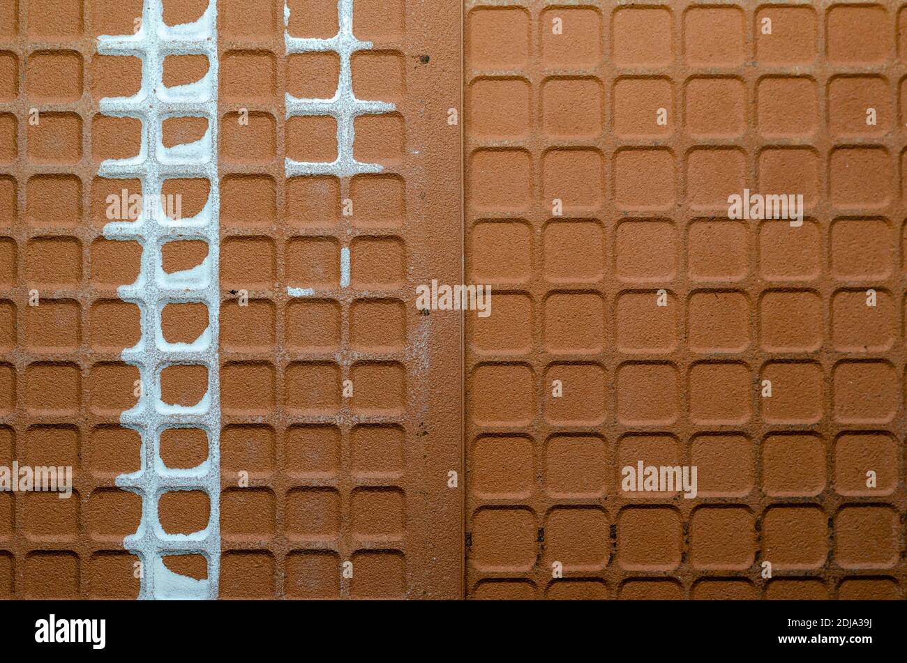 Backside of ceramic tiles with white engobe paste. It is a ceramic ...