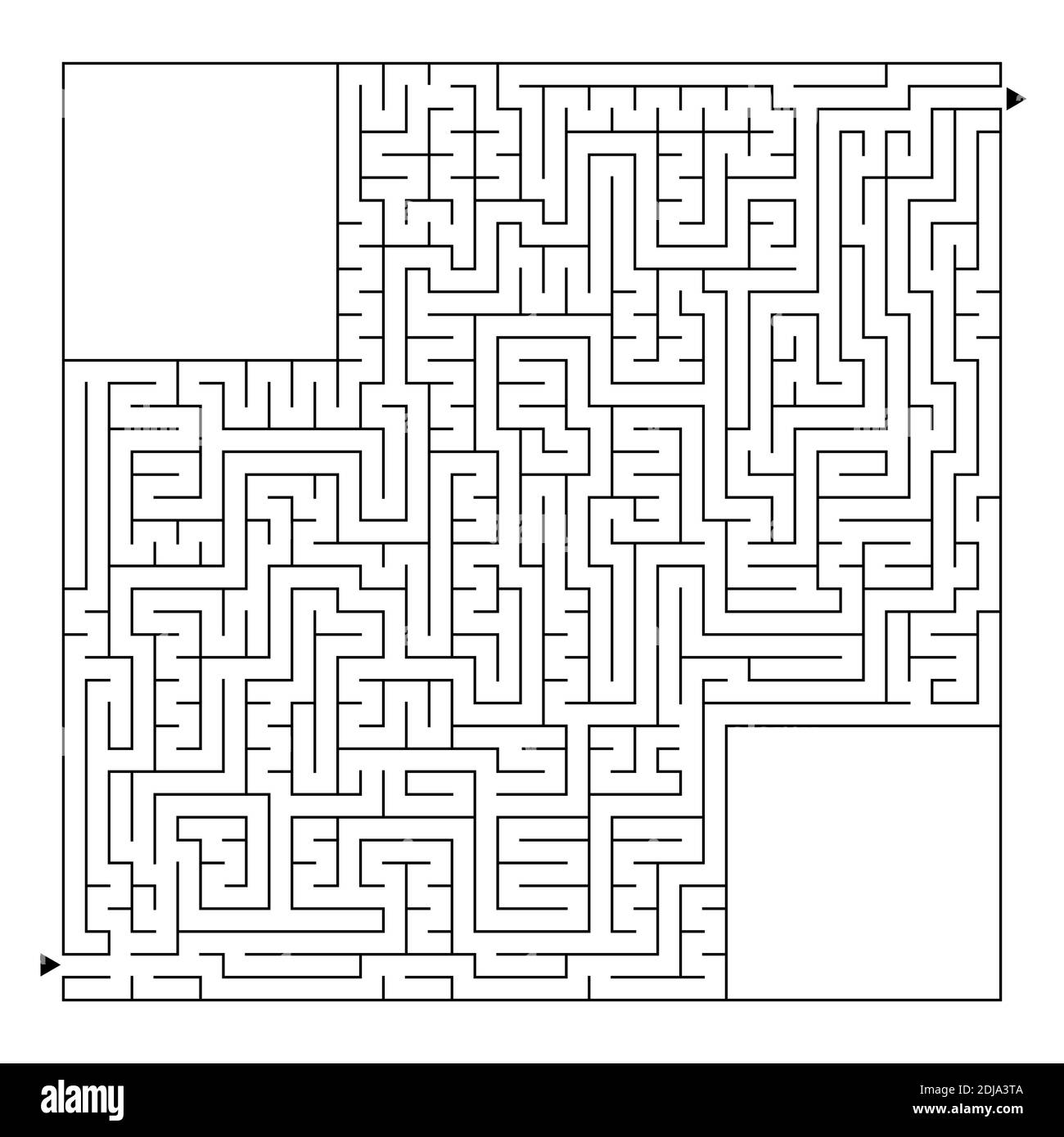 A huge square labyrinth with an entrance and an exit. Simple flat ...