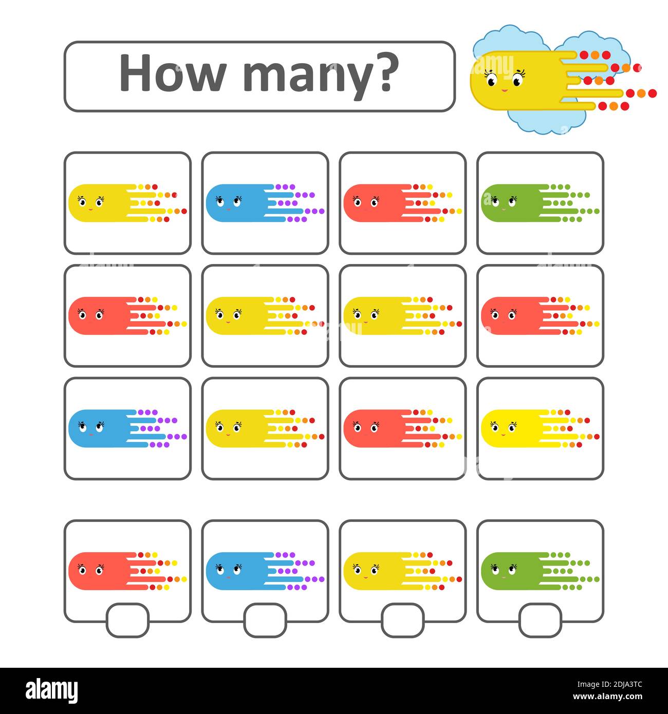 Counting game for preschool children. Count as many fantastic creatures ...