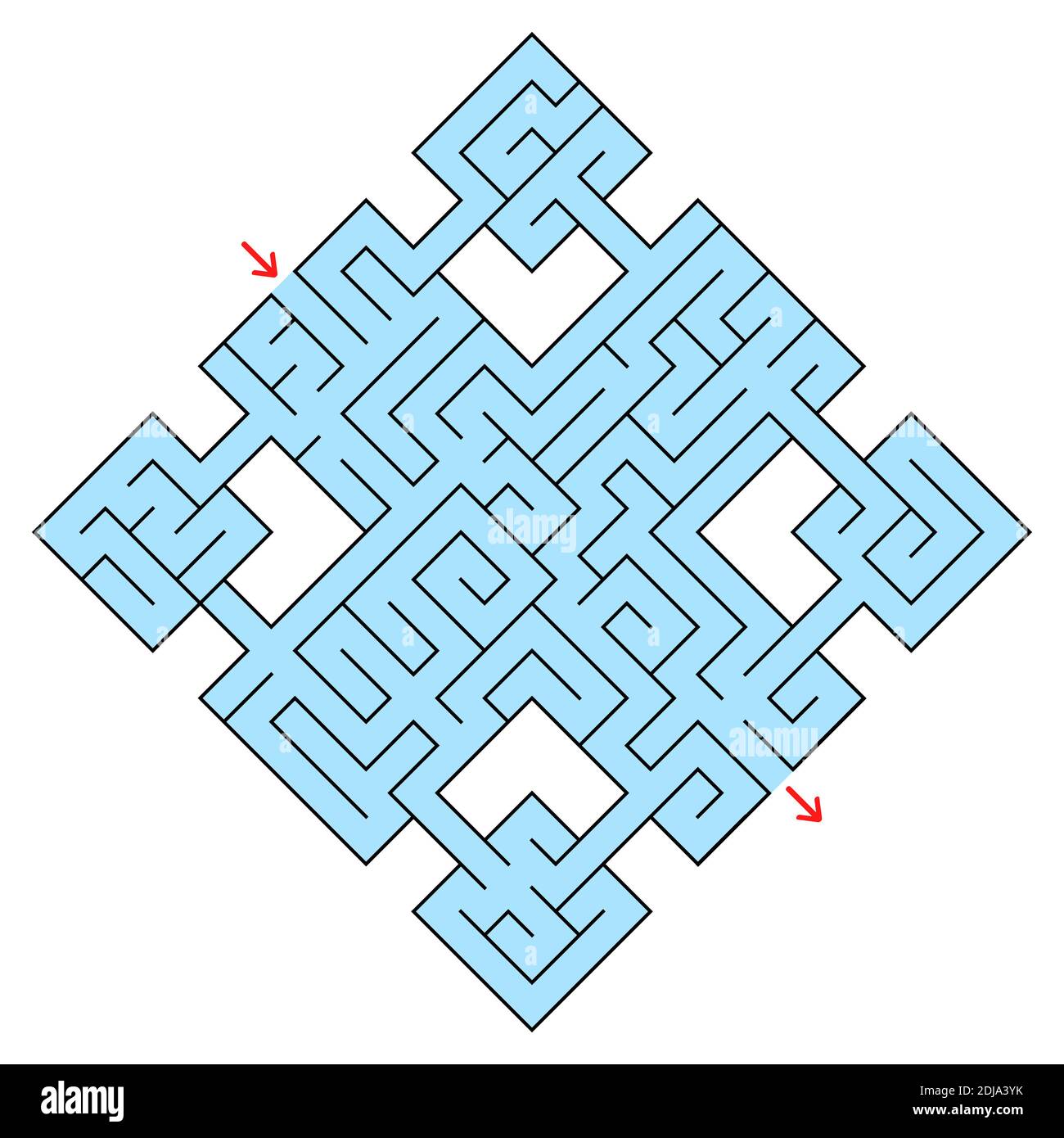 Colorful fantastic labyrinth in the form of a diamond with an entrance ...