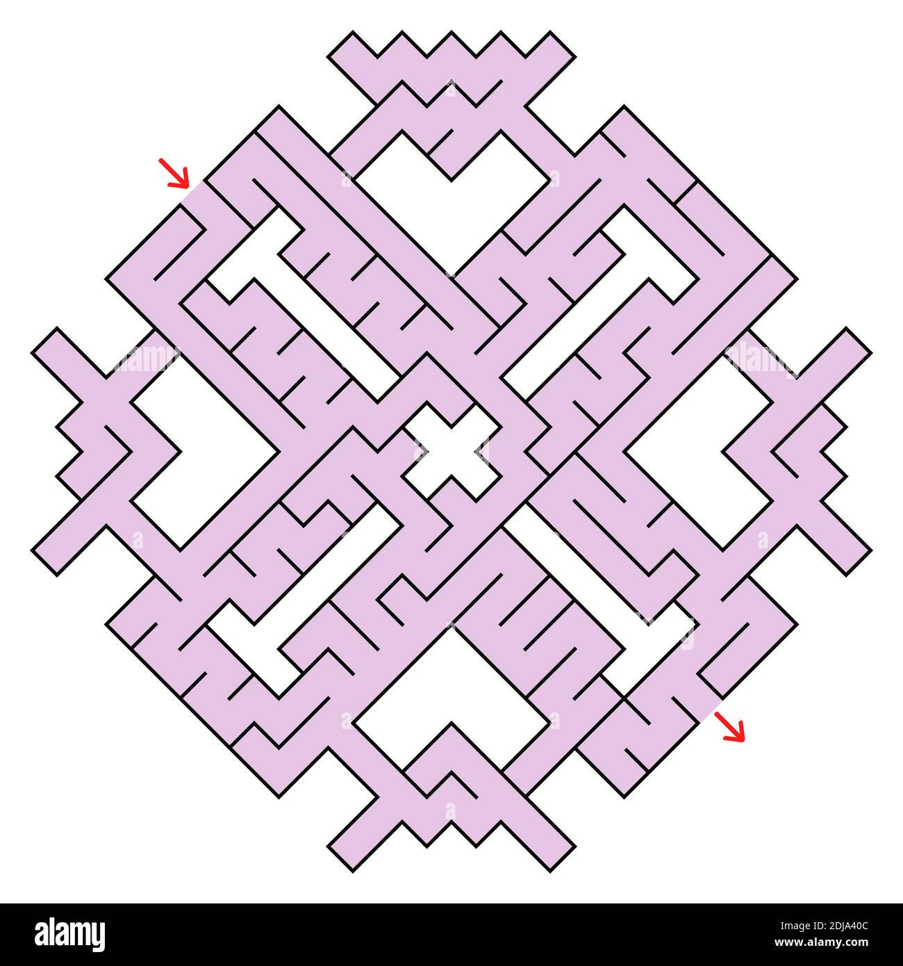 Colorful fantastic labyrinth in the form of a diamond with an entrance ...