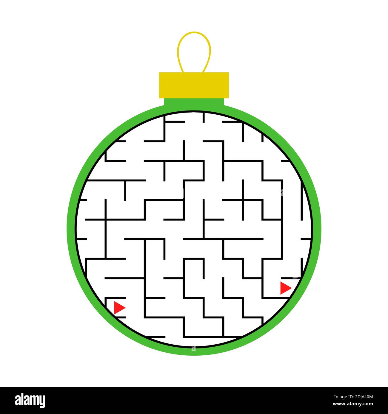 Labyrinth. Christmas tree toy. Simple flat vector illustration isolated ...