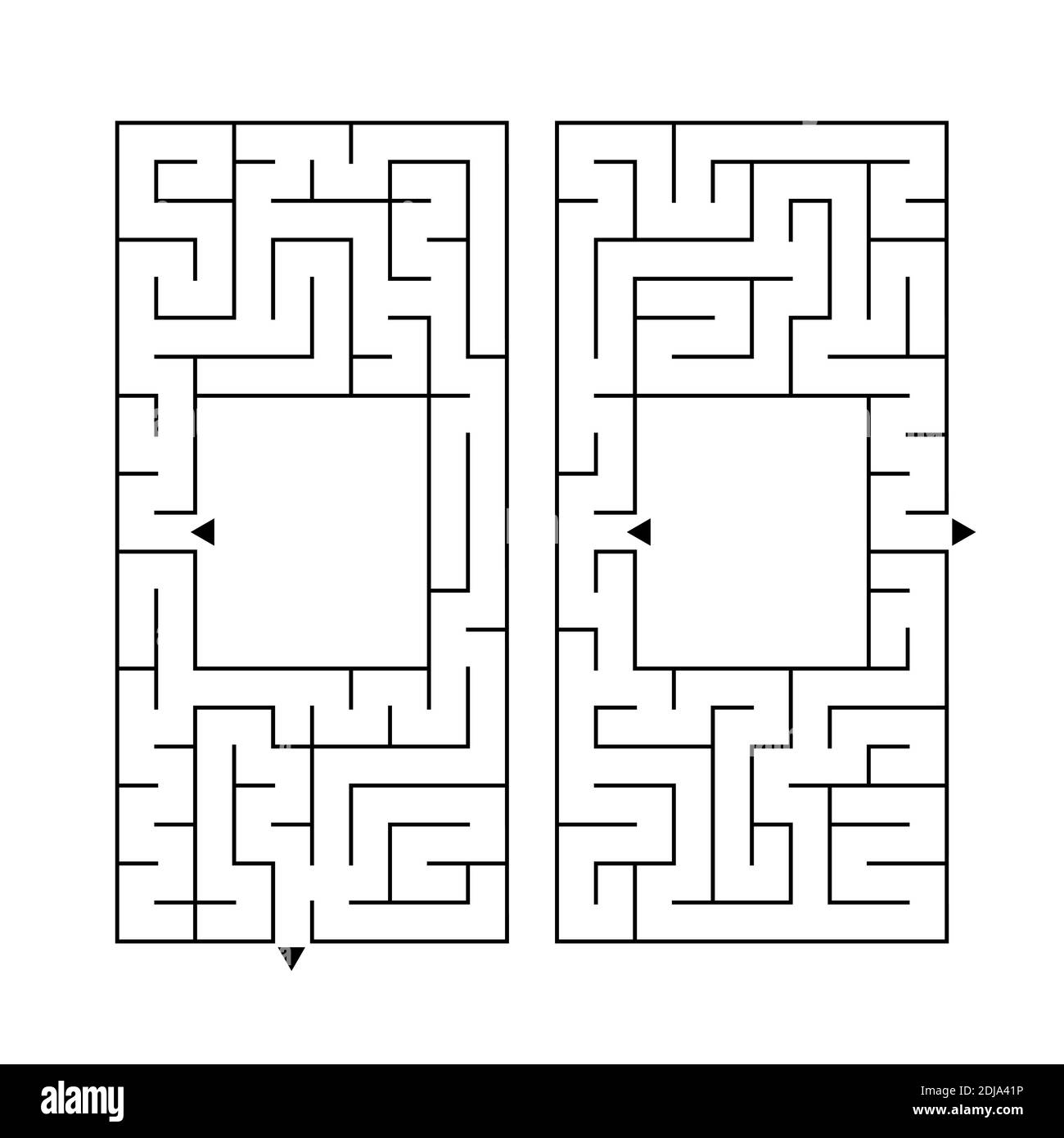 A set of two rectangular labyrinths. Simple flat vector illustration isolated on white ...