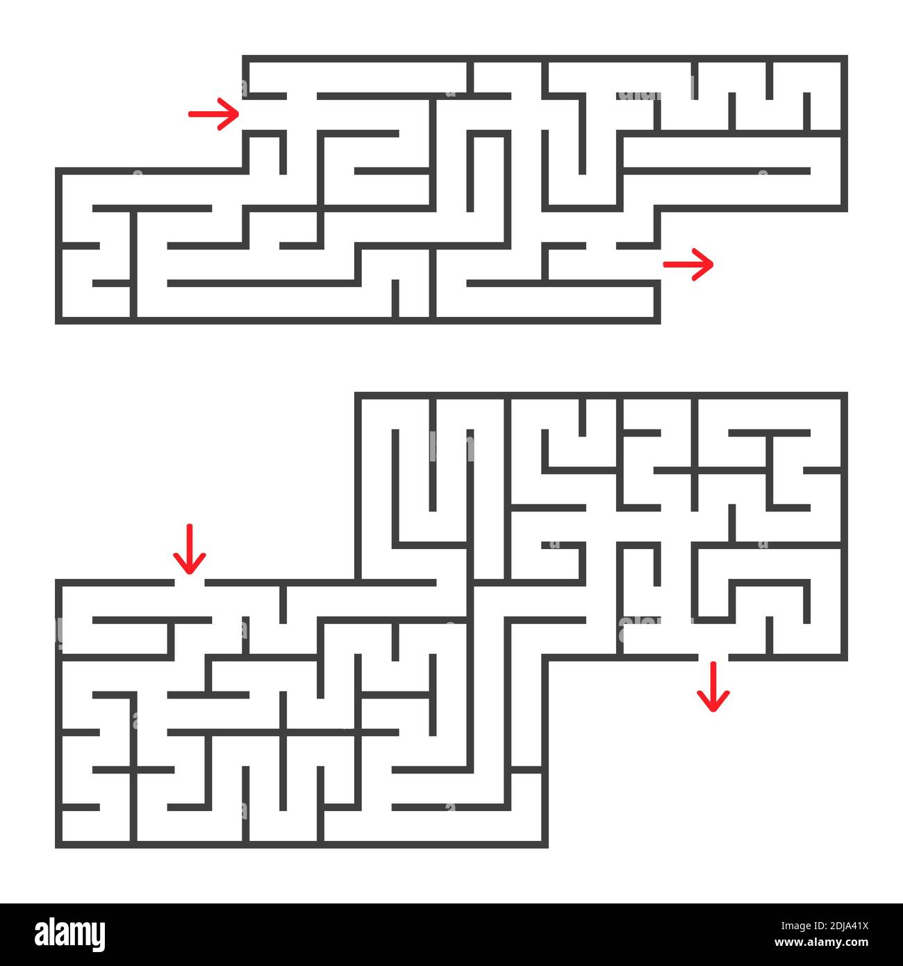 A set of two rectangular mazes with an entrance and an exit. Simple ...