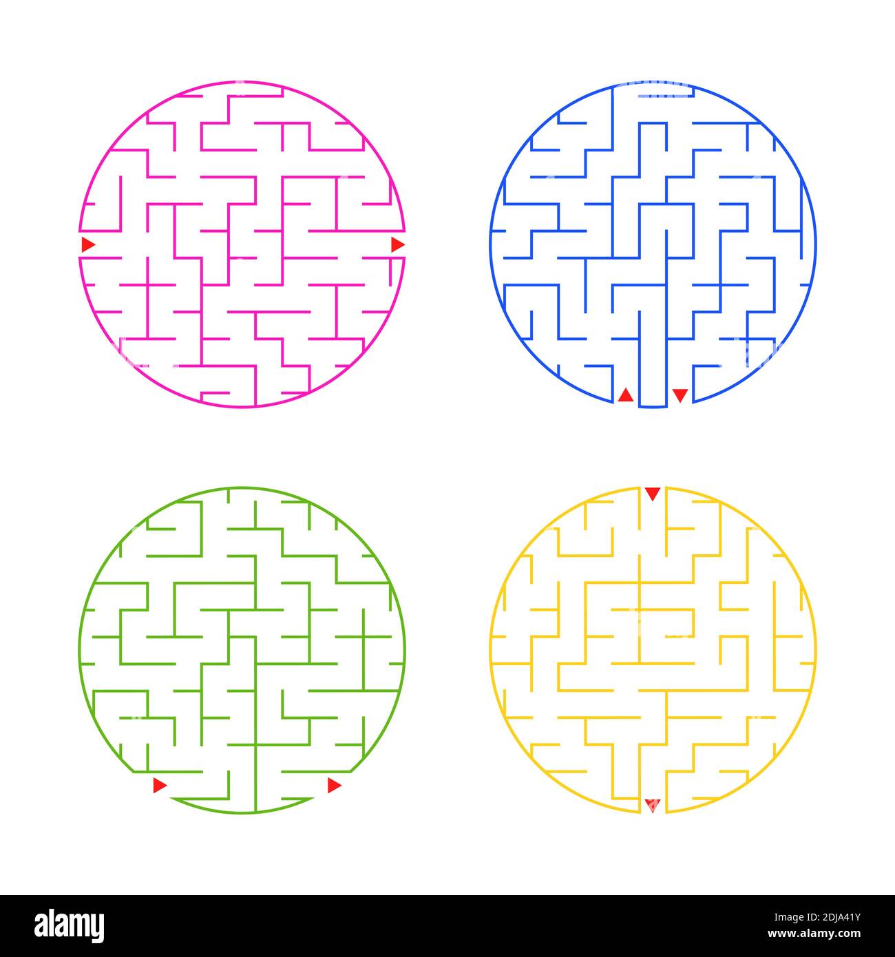 Round labyrinth. A set of four options. Simple flat vector illustration ...