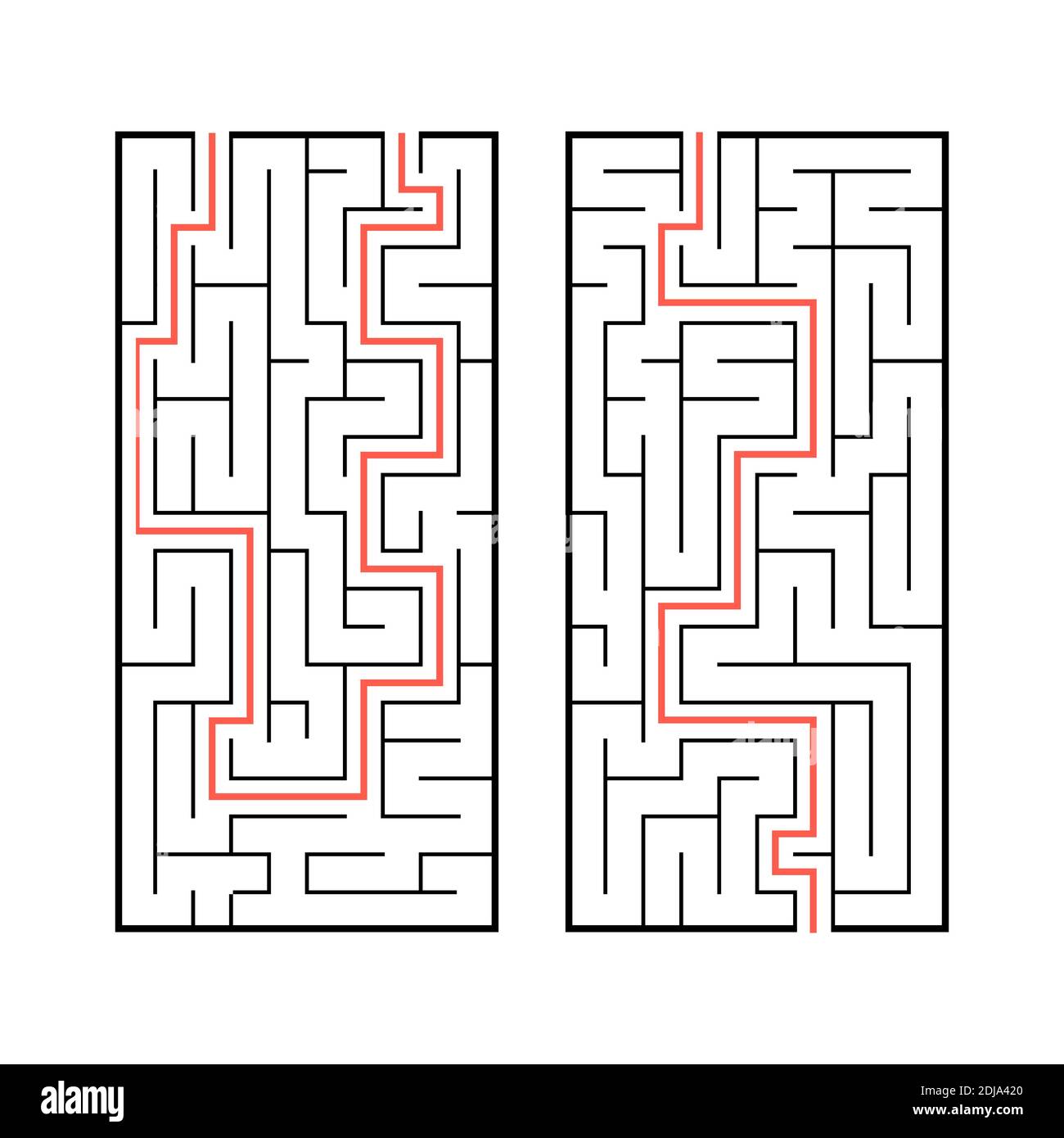 A set of two rectangular labyrinths. Simple flat vector illustration isolated on white ...