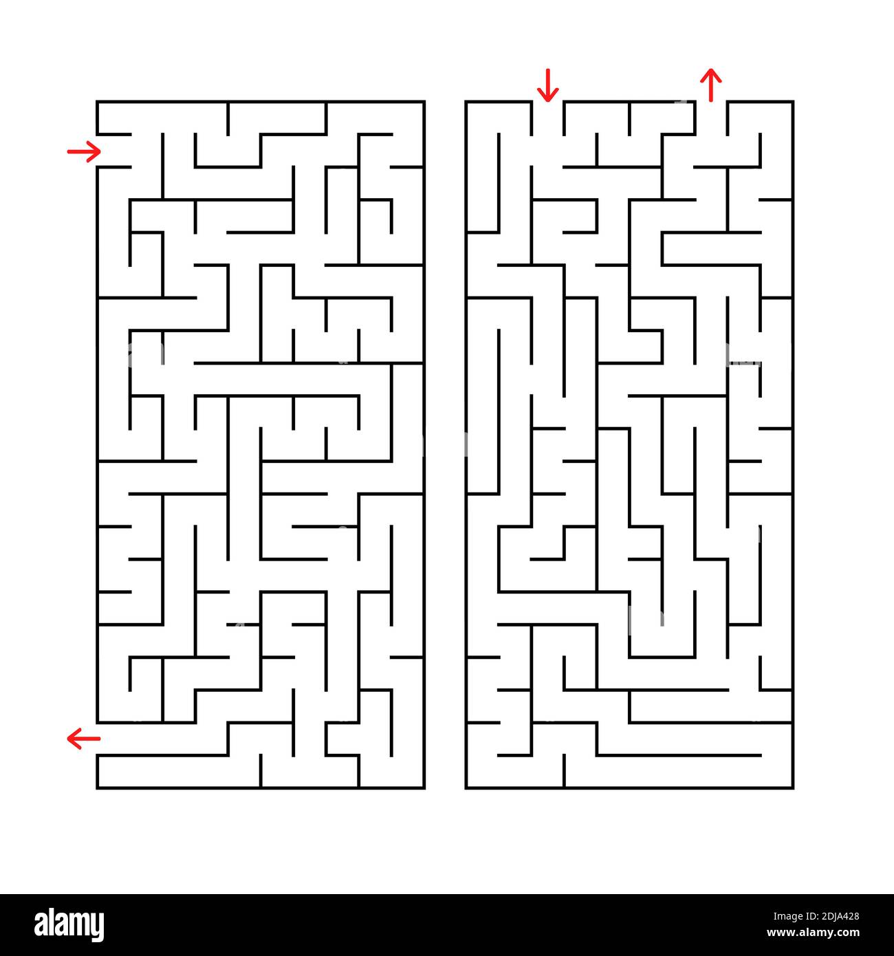 A set of two rectangular labyrinths. Simple flat vector illustration isolated on white ...