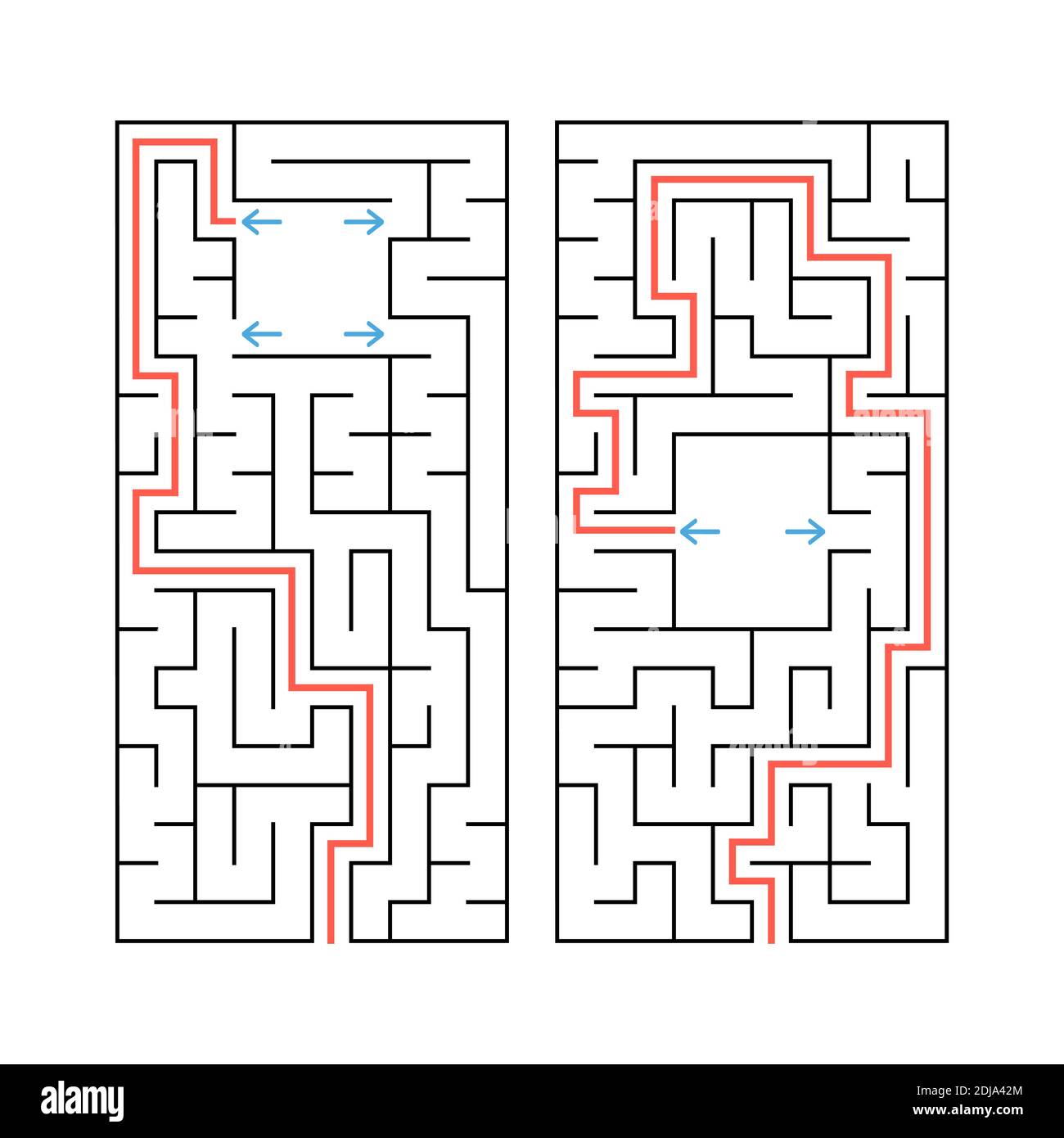 A set of two rectangular labyrinths. Simple flat vector illustration isolated on white ...