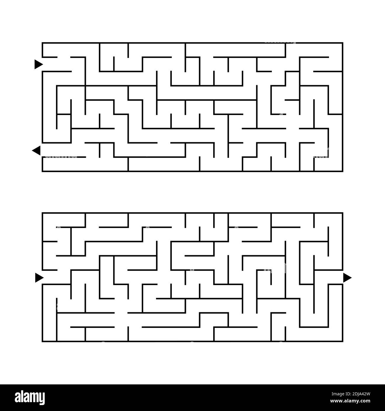 A set of two rectangular labyrinths. Simple flat vector illustration ...