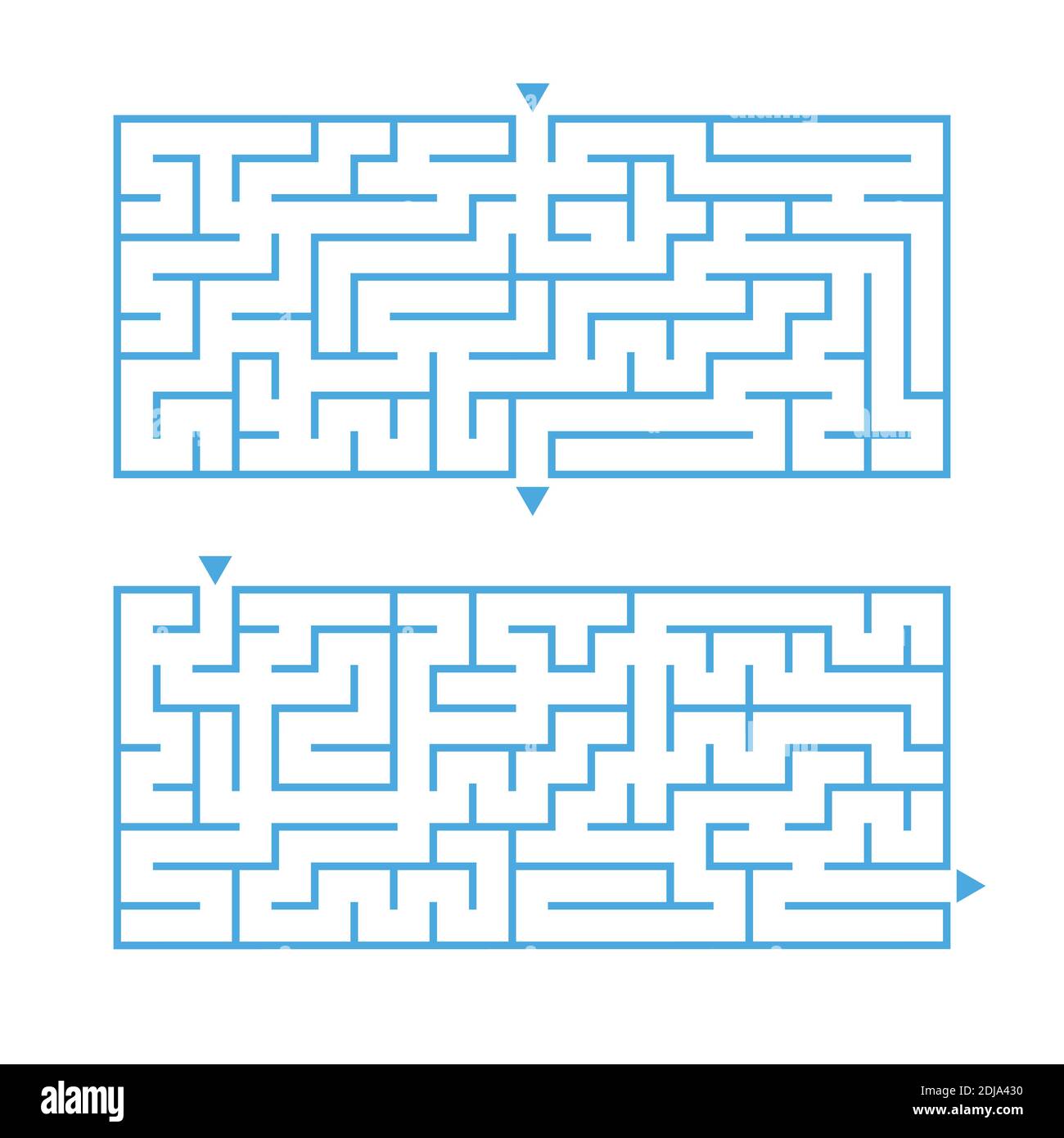 A set of two rectangular labyrinths. Simple flat vector illustration isolated on white ...