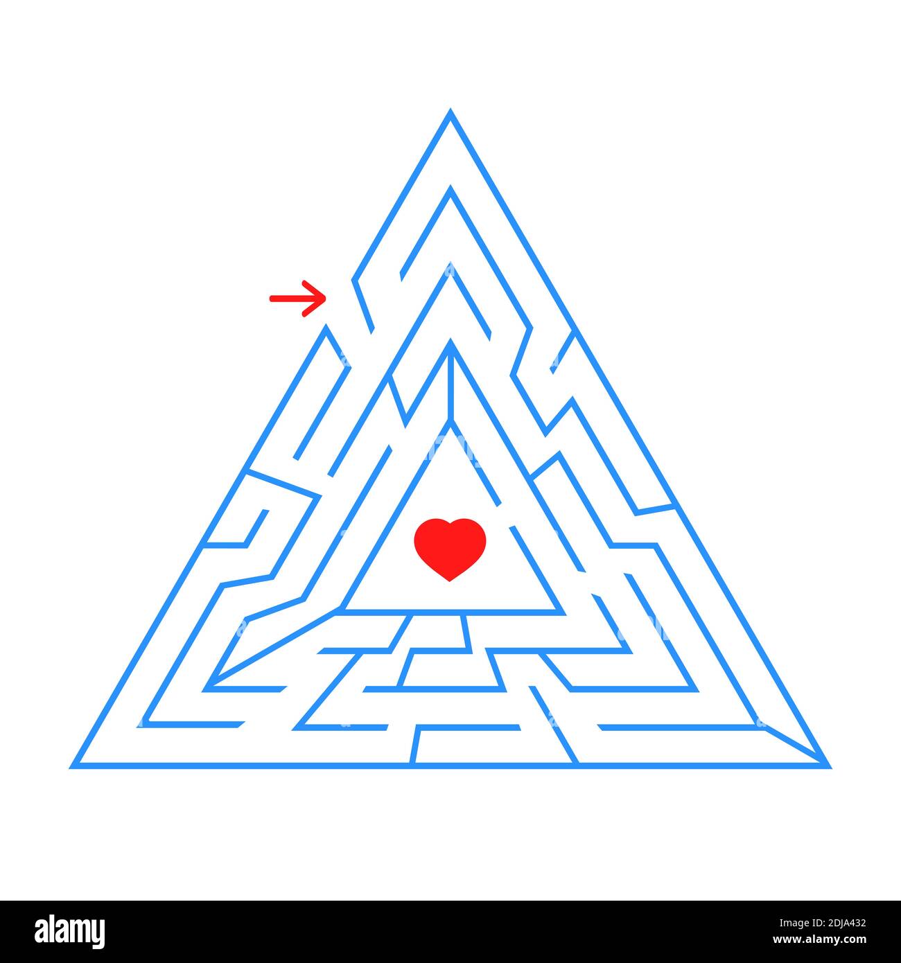 Triangular labyrinth with an input and an exit. Simple flat vector ...
