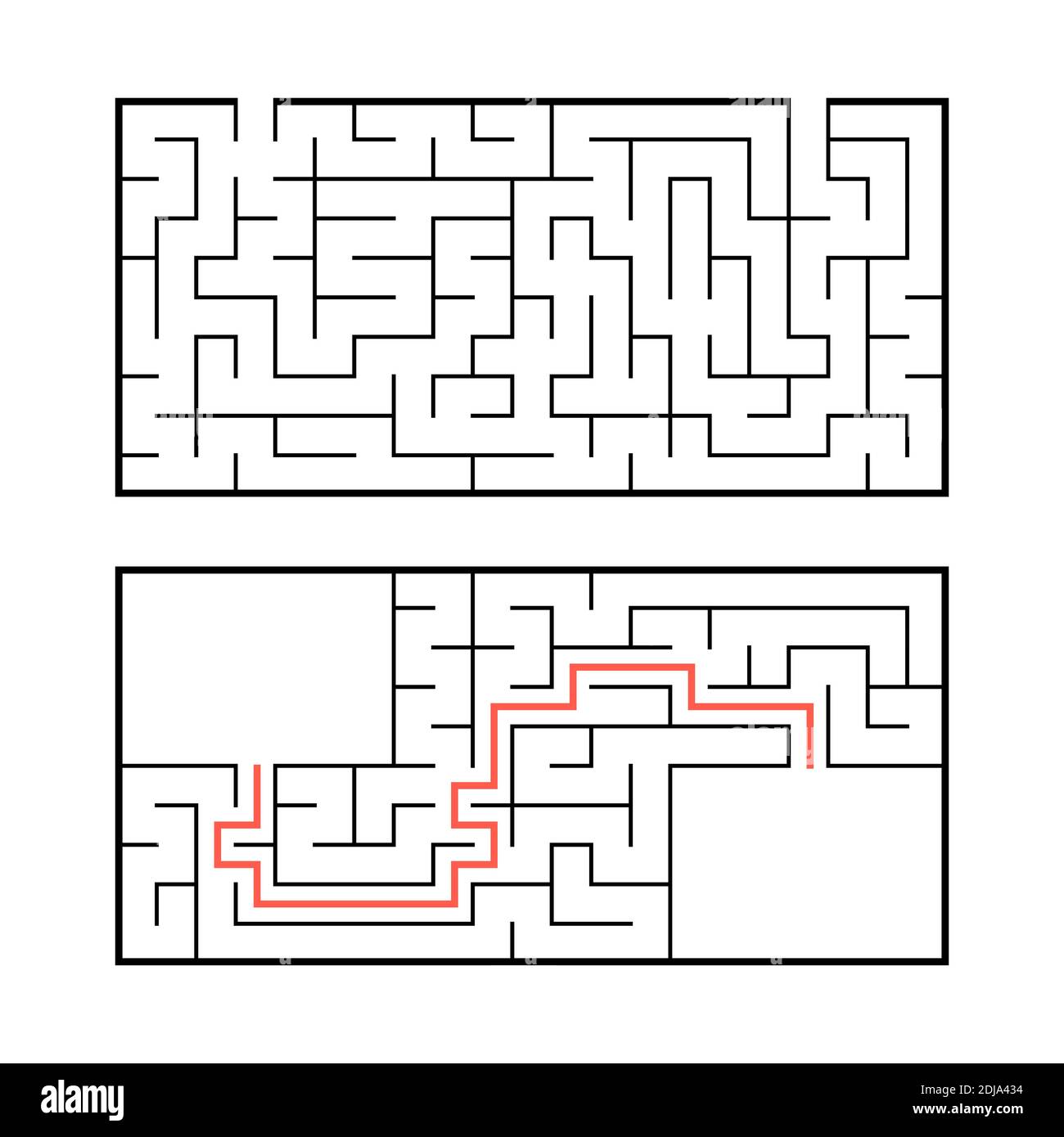 A set of two rectangular labyrinths. Simple flat vector illustration ...