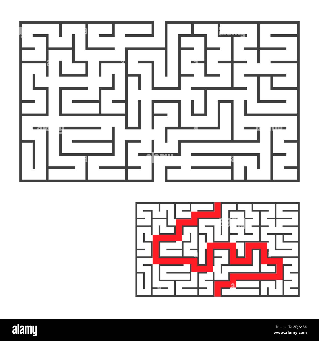 Rectangular labyrinth with an input and an exit. Simple flat vector ...