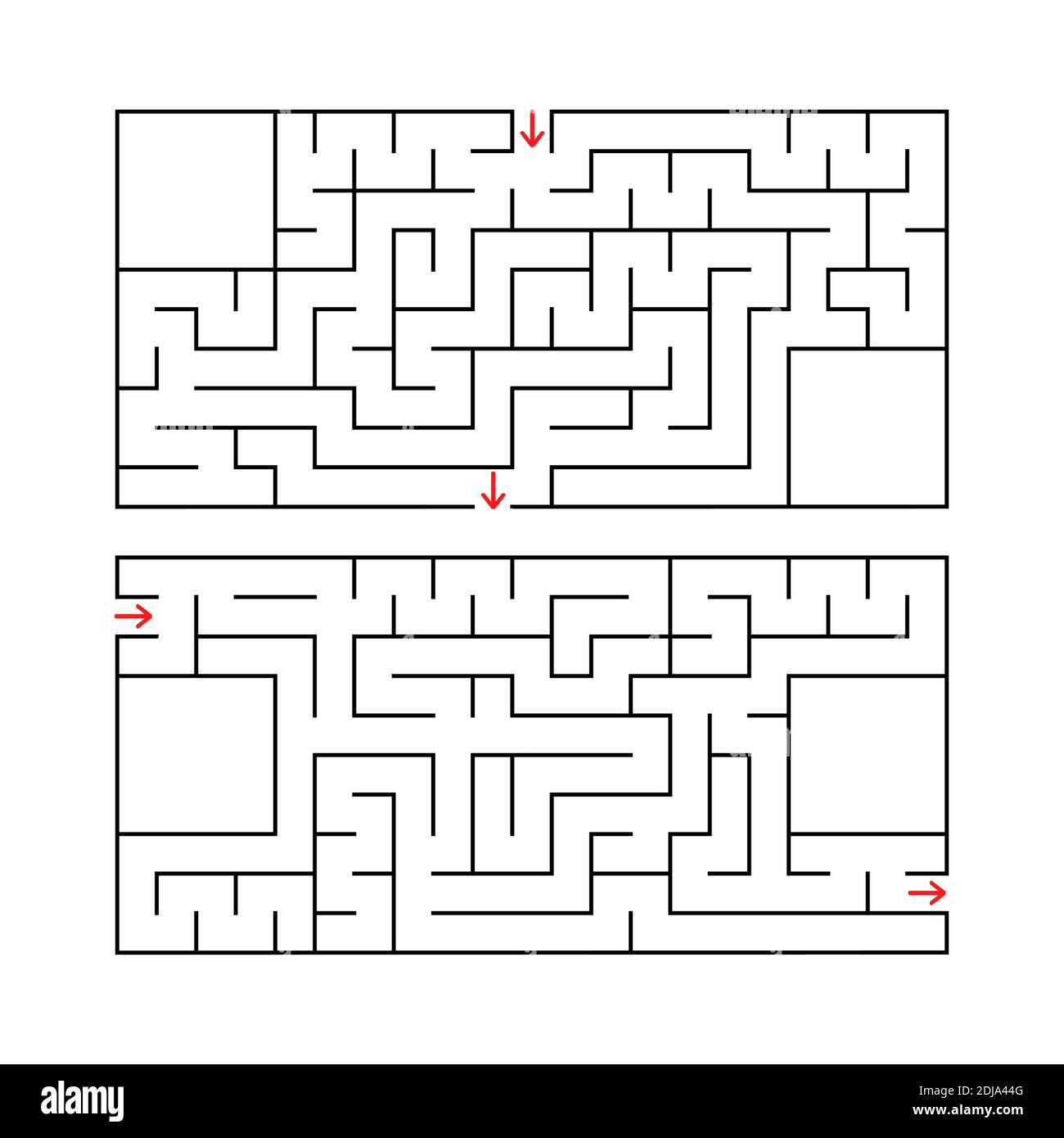 A set of two rectangular labyrinths. Simple flat vector illustration isolated on white ...