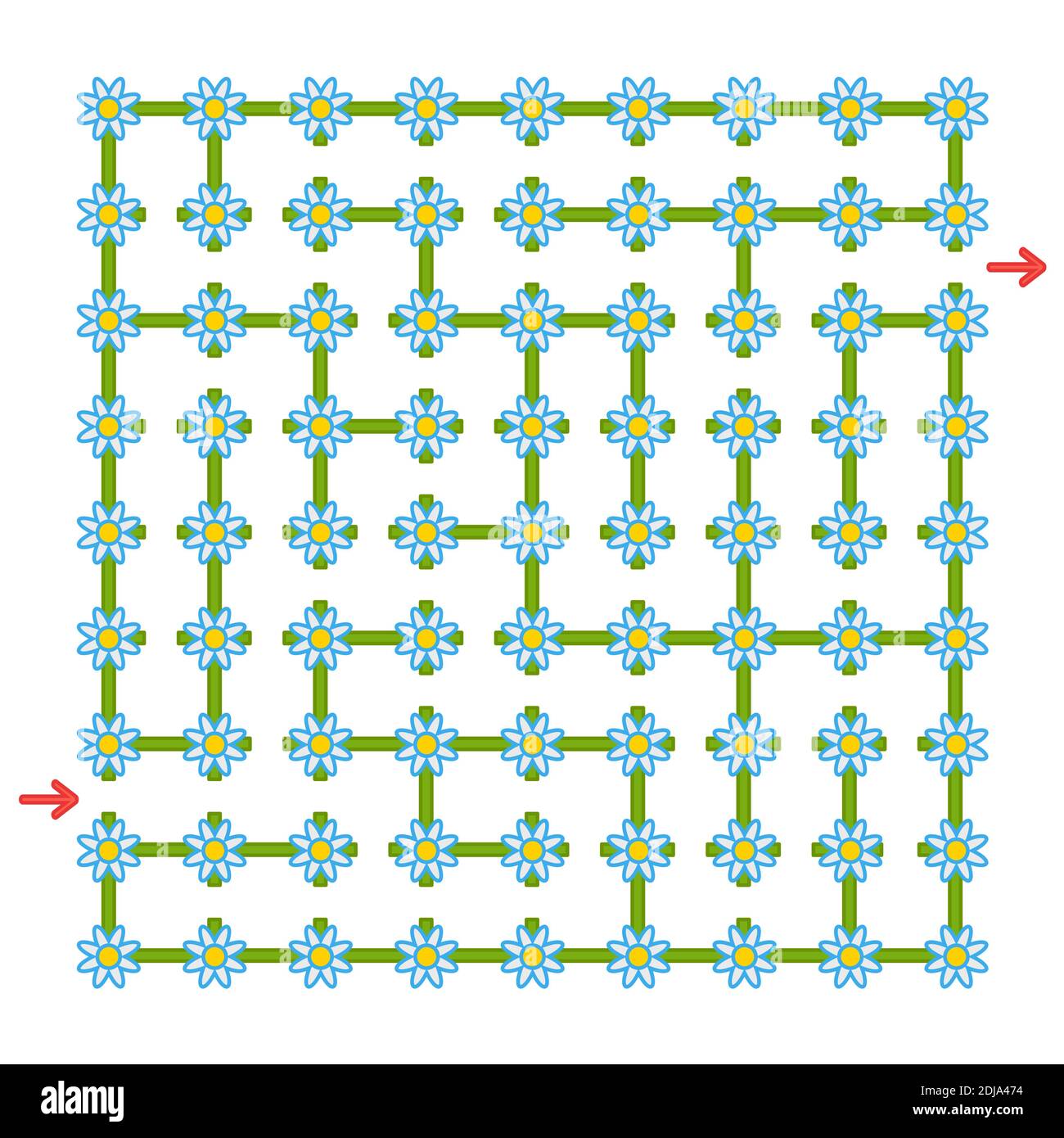Colorful square labyrinth with flowers. Developmental game for children ...
