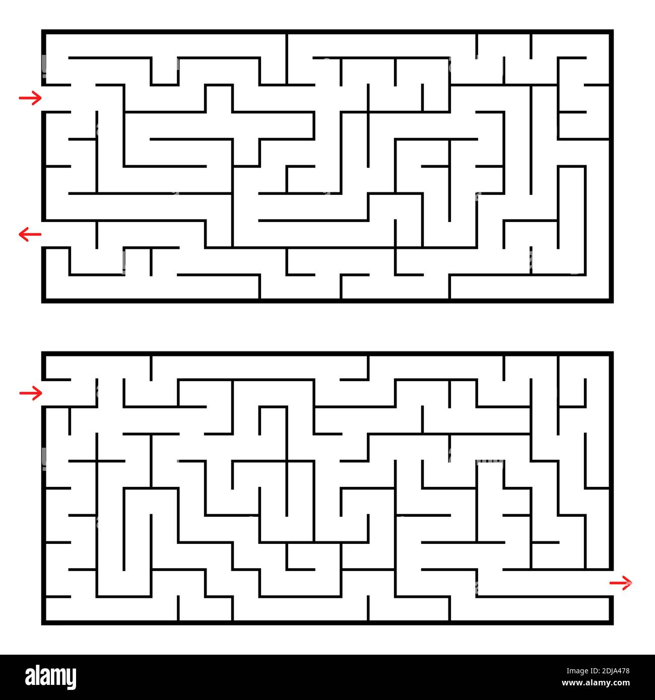 A set of two rectangular labyrinths. Simple flat vector illustration ...