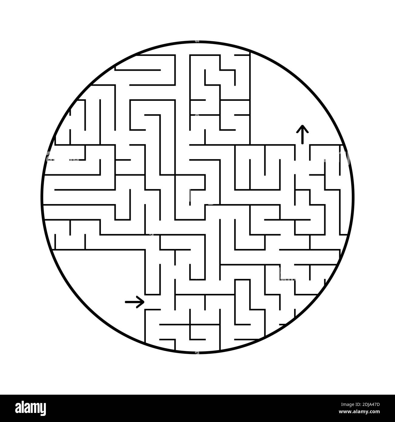 A round labyrinth with an entrance and an exit. Simple flat vector ...