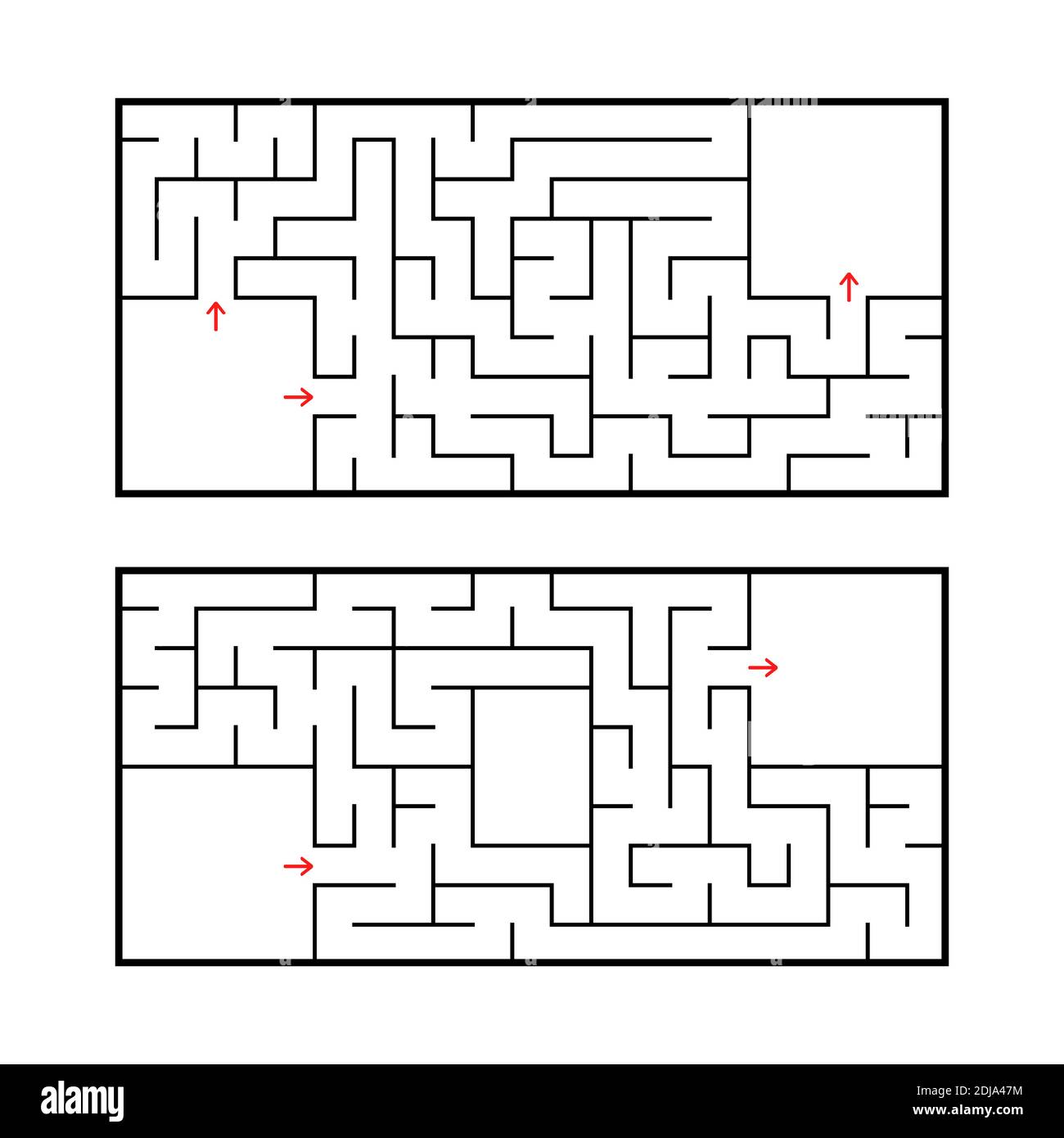 A set of two rectangular labyrinths. Simple flat vector illustration ...