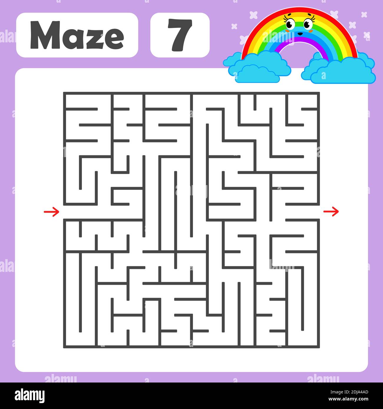A square labyrinth. Developmental game for children. Colored Vector ...