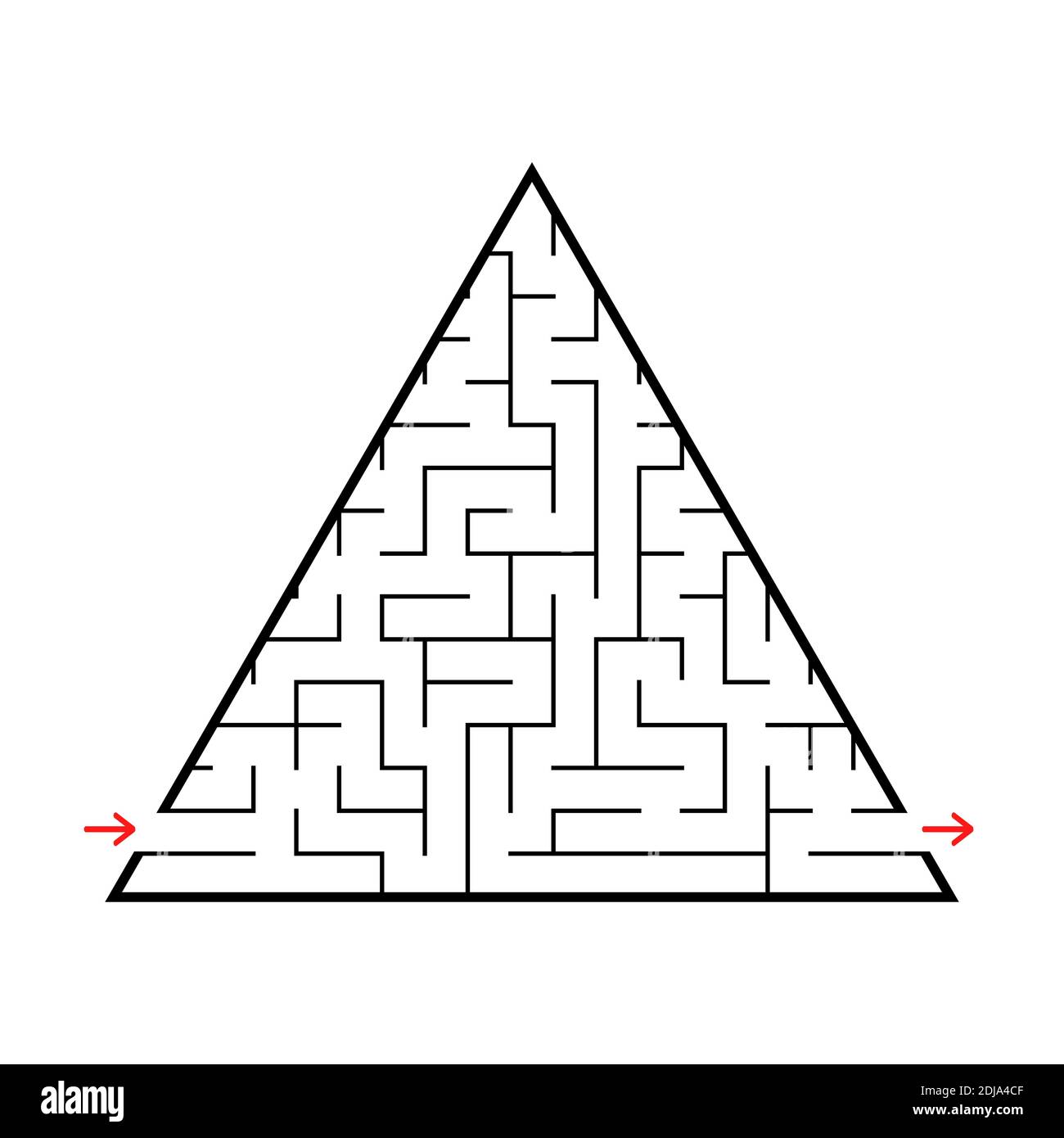Triangular labyrinth with an input and an exit. Simple flat vector ...