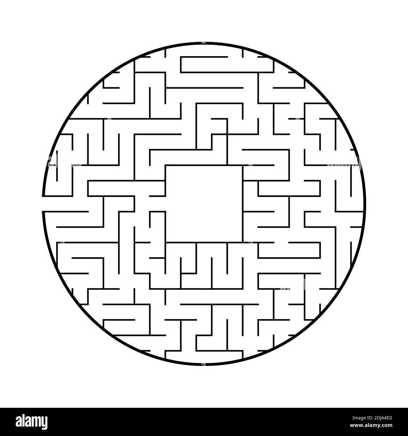 A round labyrinth with an entrance and an exit. Simple flat vector ...