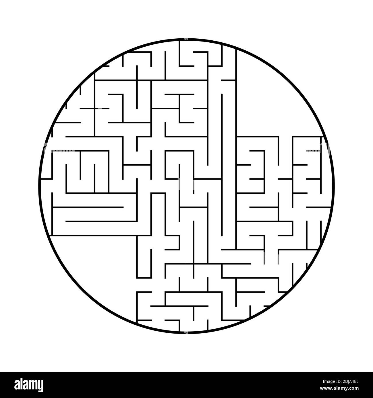A round labyrinth with an entrance and an exit. Simple flat vector ...