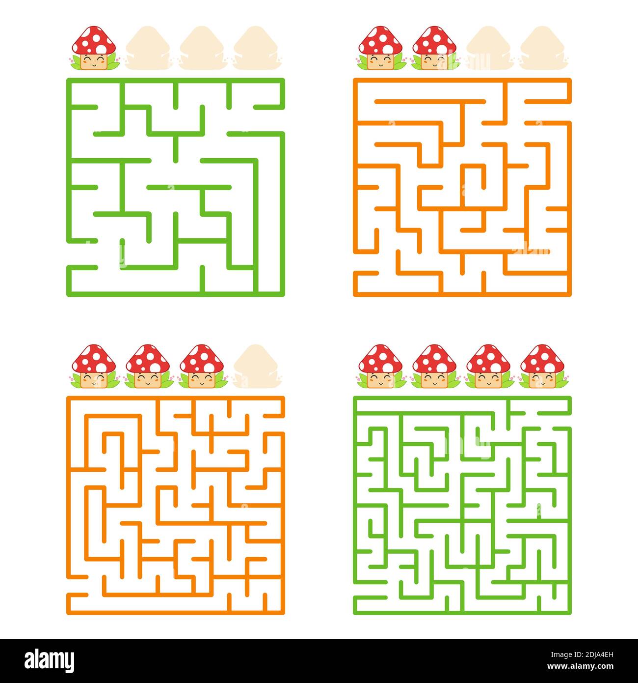 A square labyrinth with an entrance and an exit. A set of four options ...