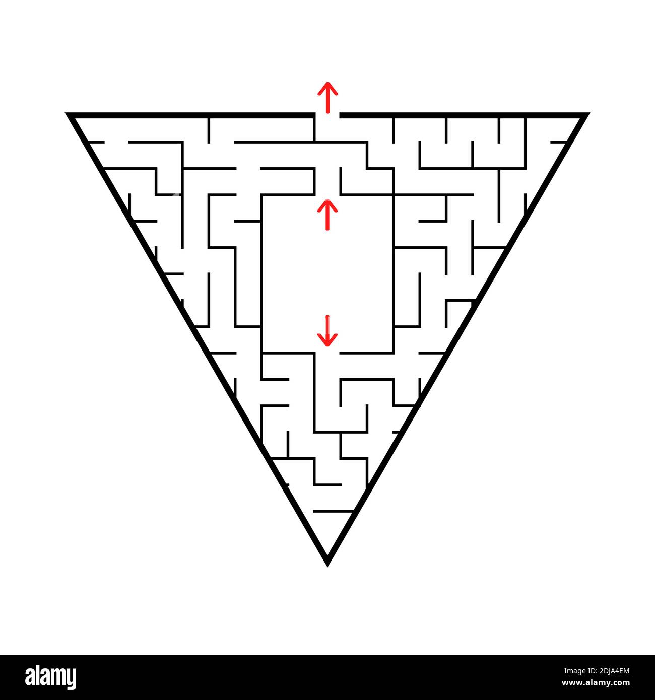 Triangular labyrinth with two entrances and an exit. A simple flat ...