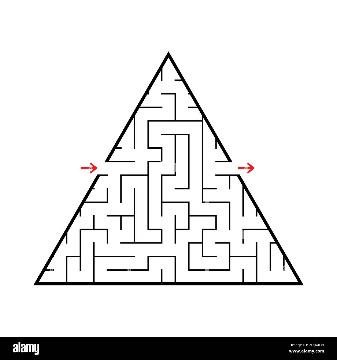 Triangular labyrinth with an input and an exit. Simple flat vector ...