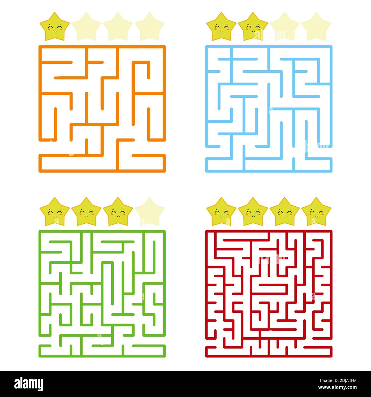 A square labyrinth with an entrance and an exit. A set of four options ...