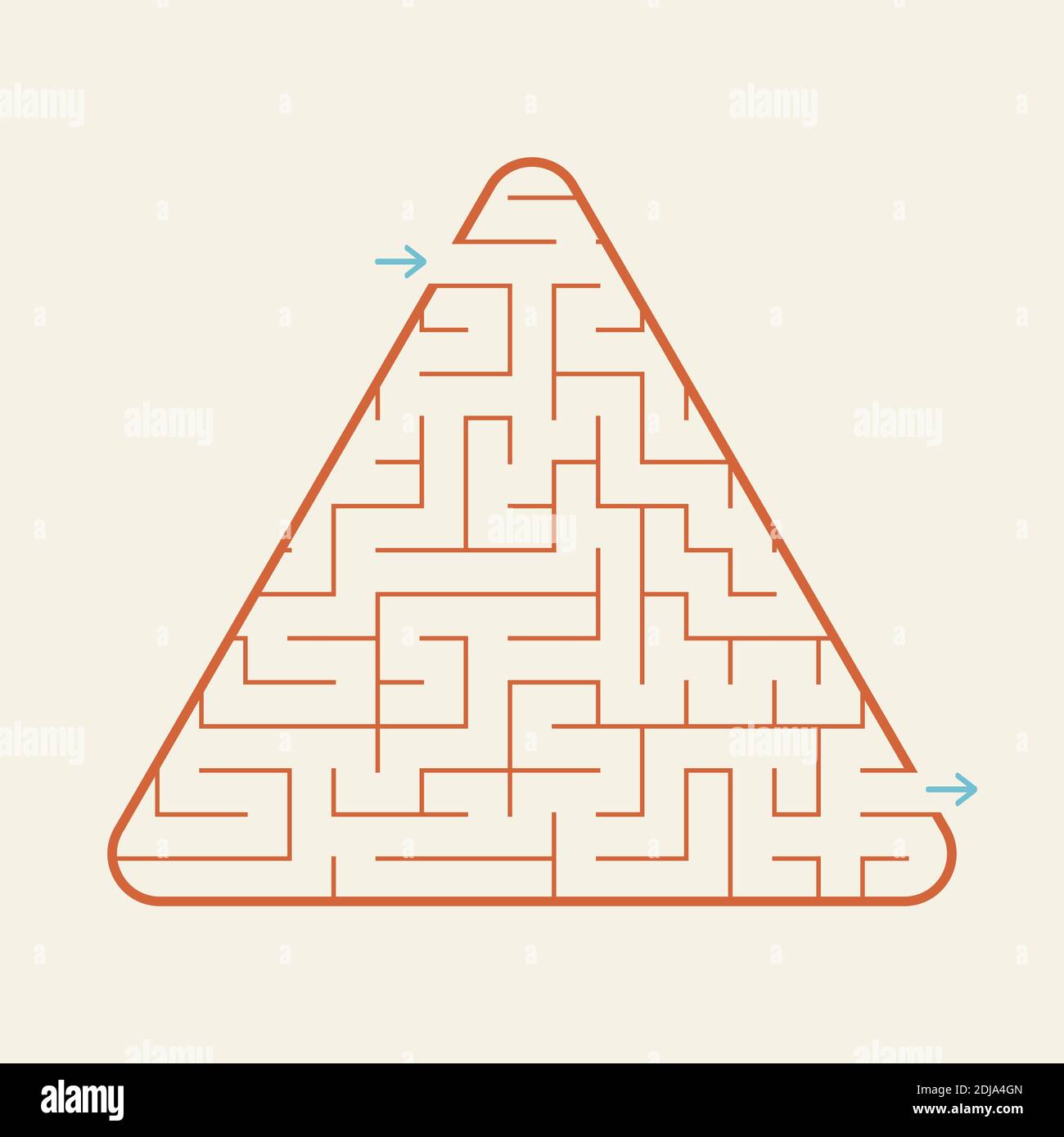 Triangular labyrinth. A simple flat vector illustration isolated on a ...