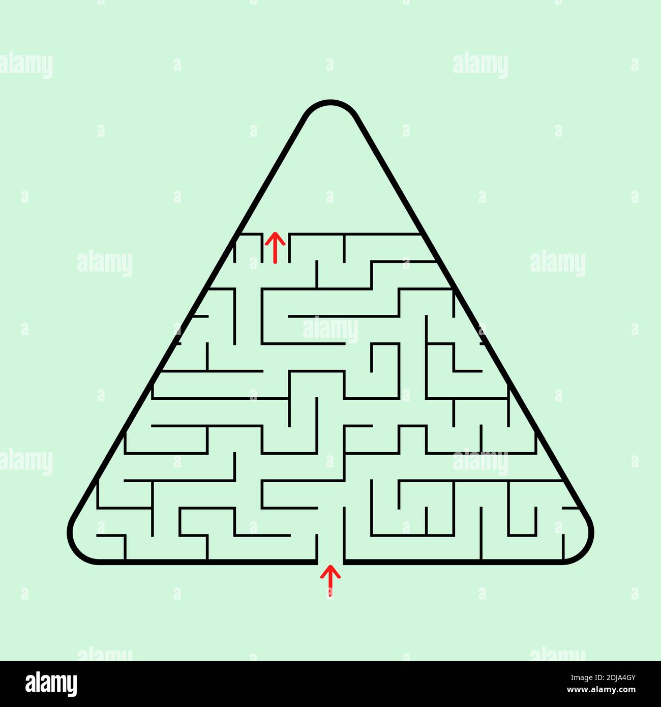 Triangular labyrinth with an input and an exit. A simple flat vector ...
