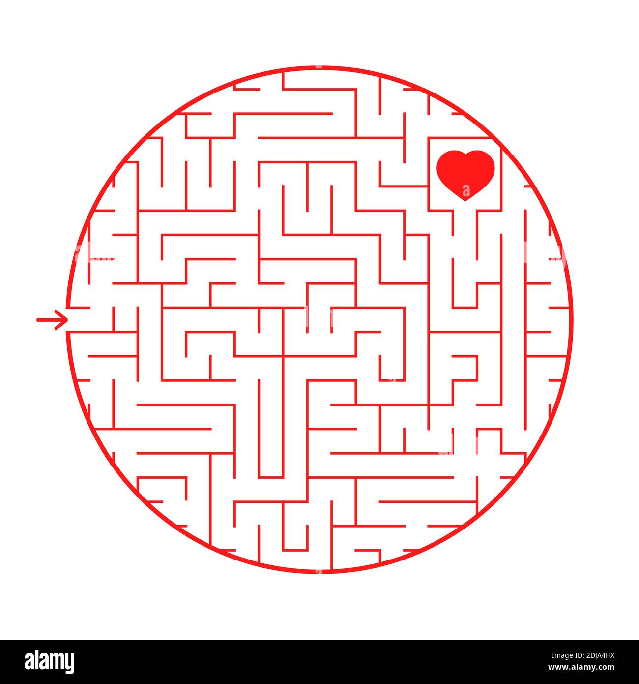 A round labyrinth with an entrance and an exit. Simple flat vector ...