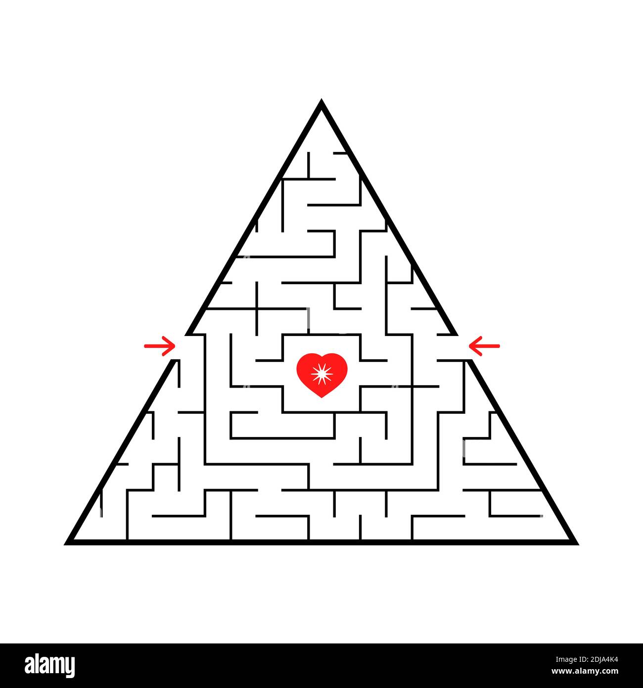 Triangular labyrinth. Find the right entrance to the labyrinth. Simple ...