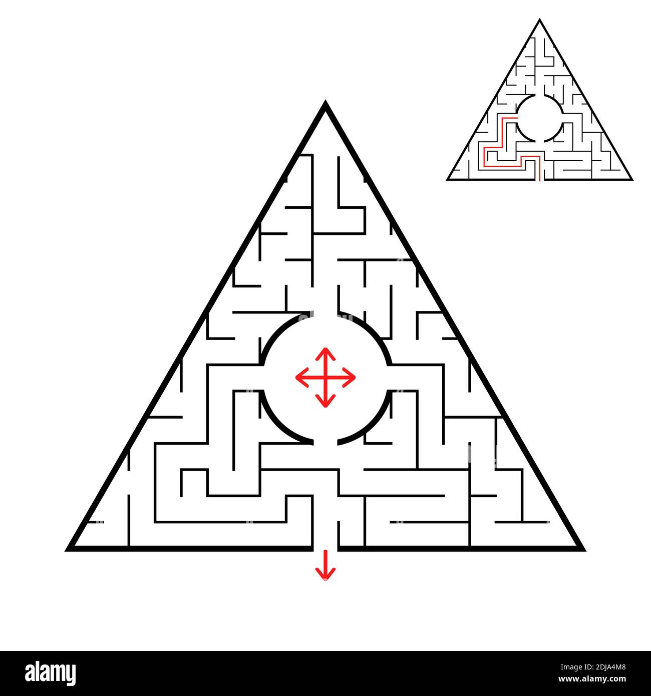 Triangular labyrinth. Find the right way out of the maze. Simple flat ... Triangular labyrinth. Find the right way out of the maze. Simple flat ...