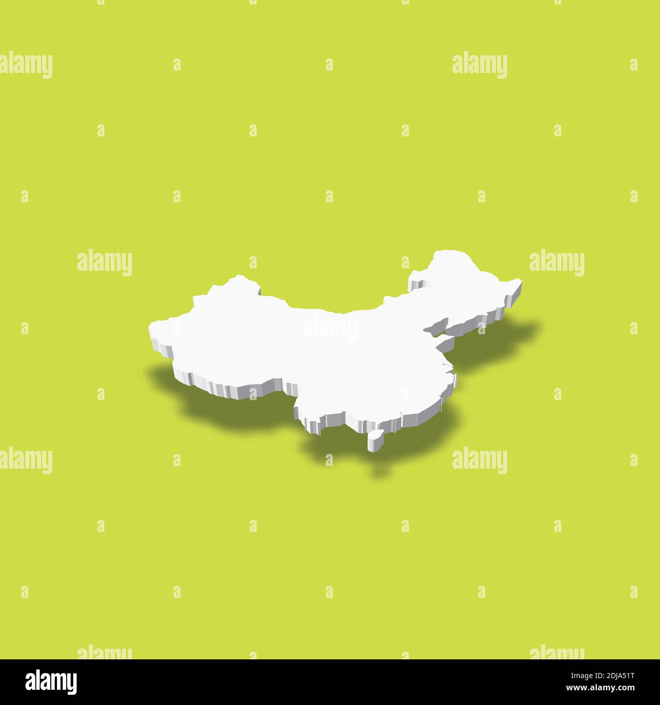 China - white 3D silhouette map of country area with dropped shadow on ...
