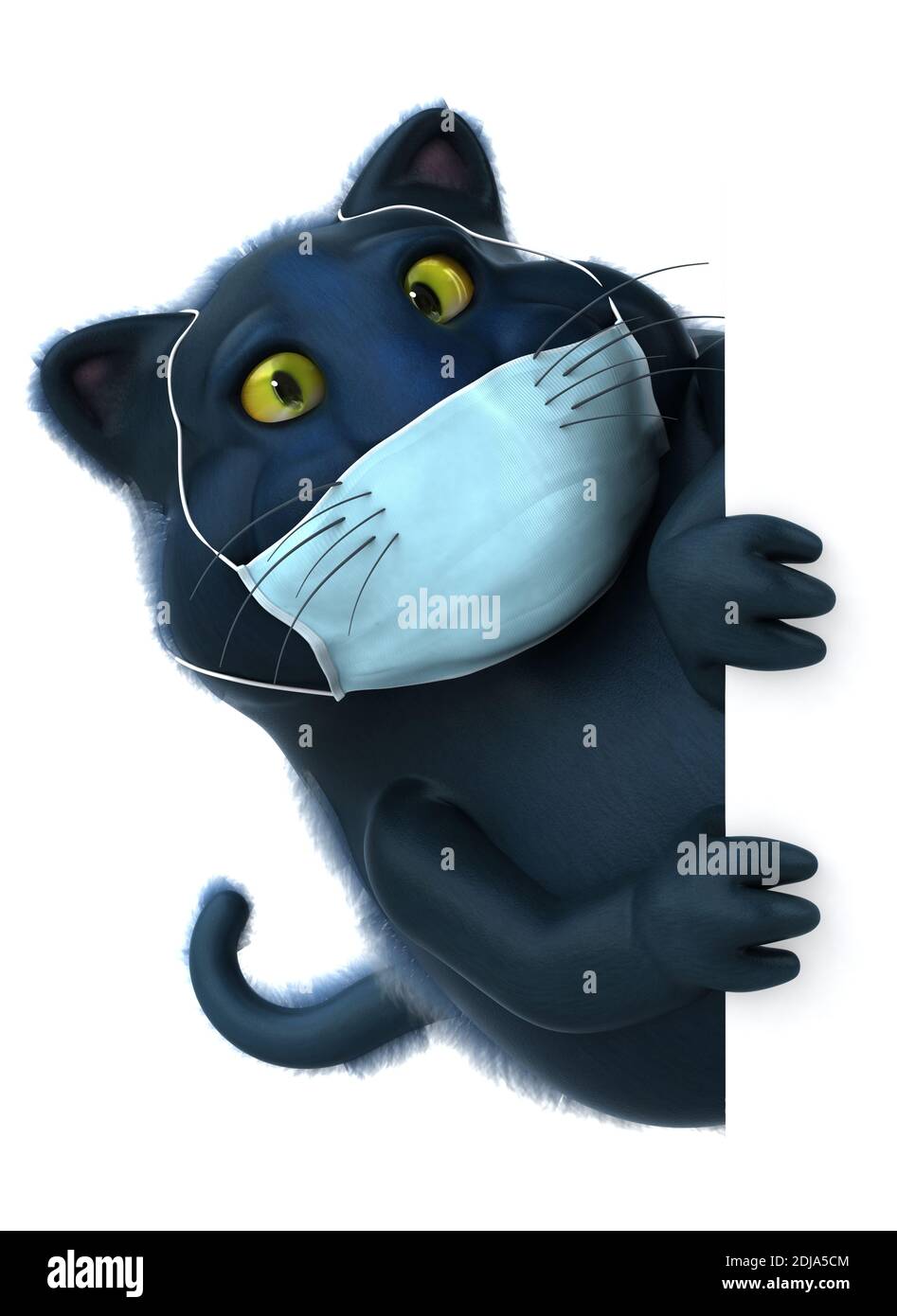 Fun 3D illustration of a cat with a mask Stock Photo - Alamy