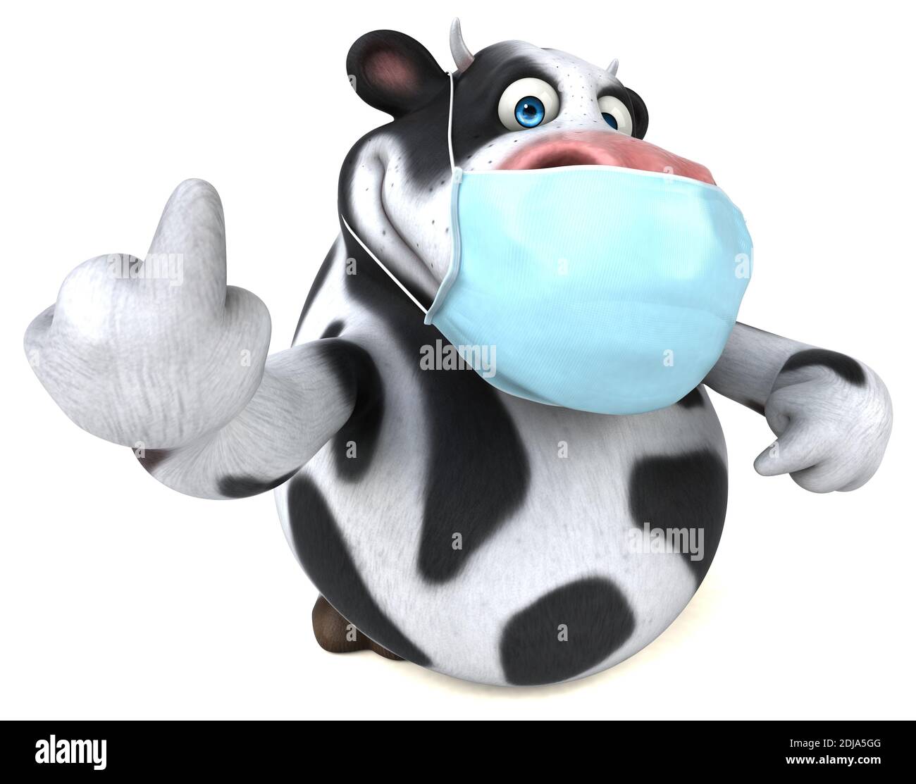 Fun 3D cartoon cow with a mask Stock Photo - Alamy