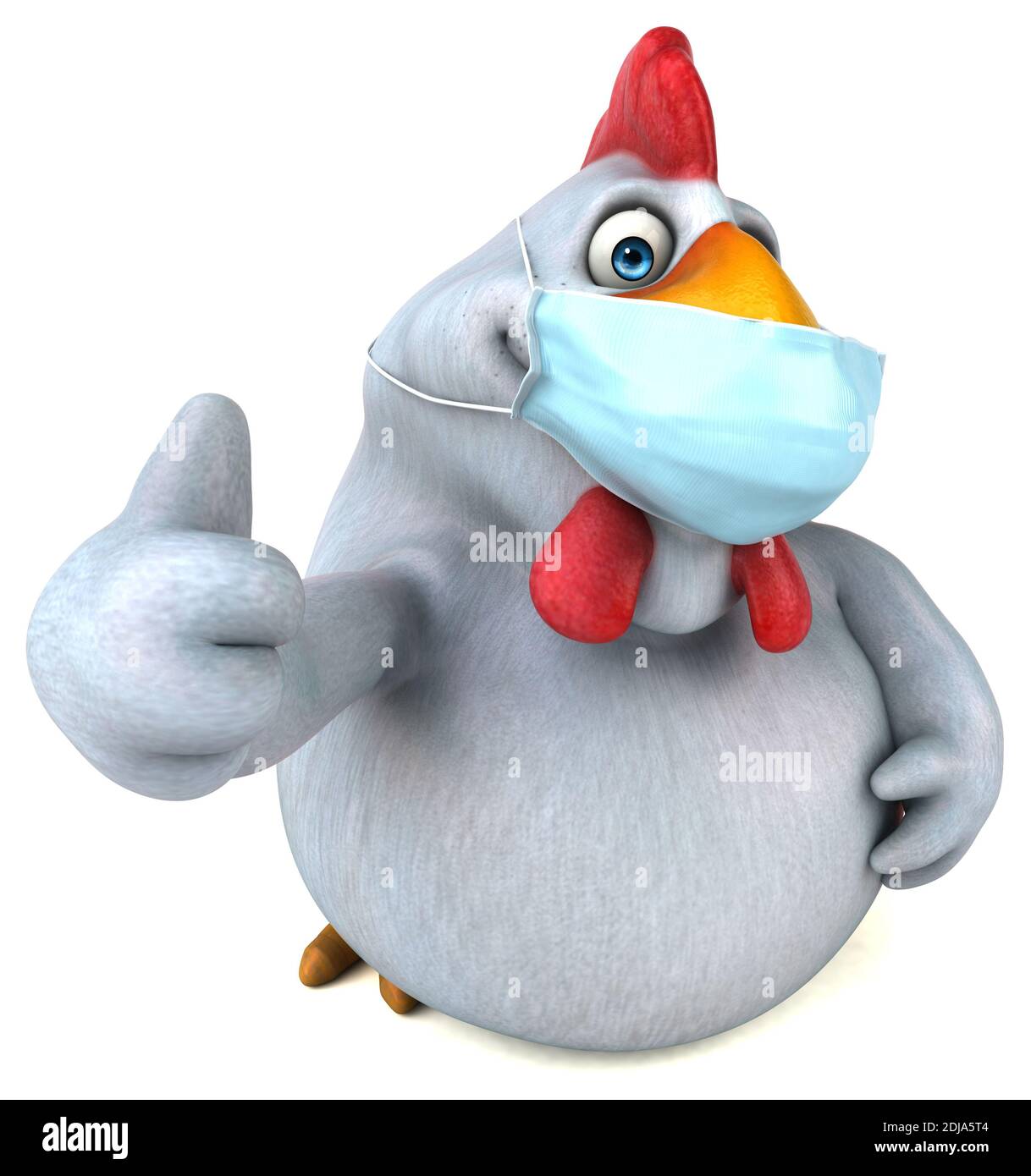 Fun 3D cartoon chicken with a mask Stock Photo - Alamy
