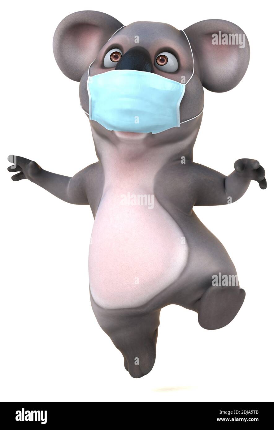 Fun 3D cartoon koala with a mask Stock Photo - Alamy