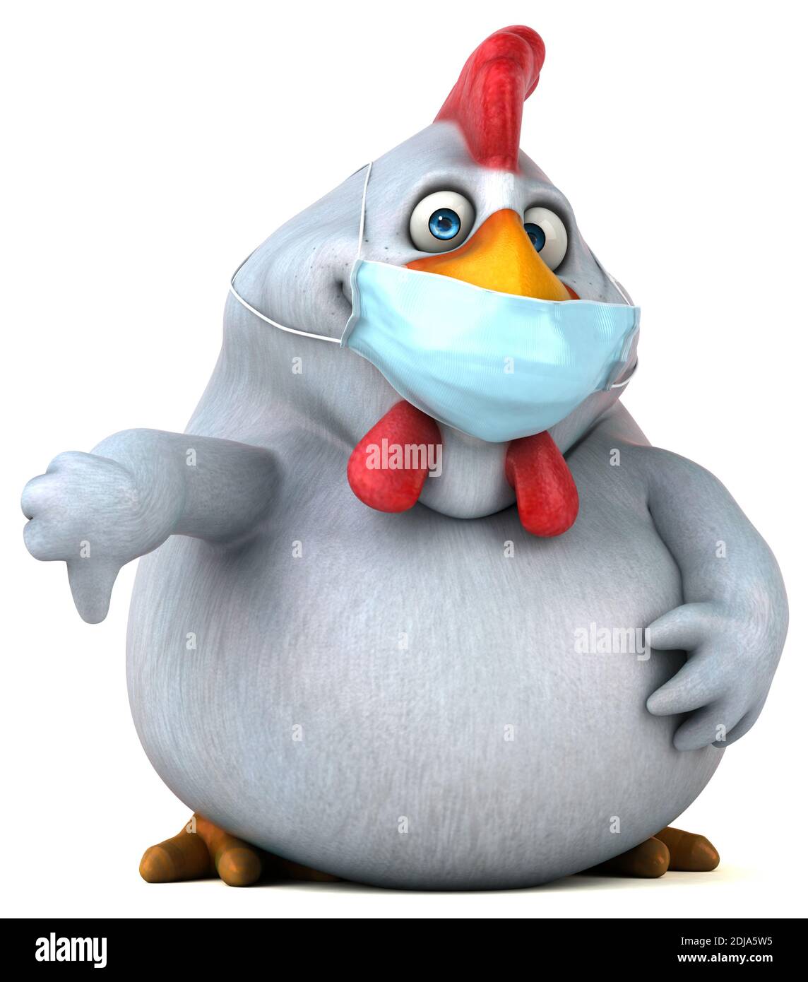 Fun 3D cartoon chicken with a mask Stock Photo - Alamy