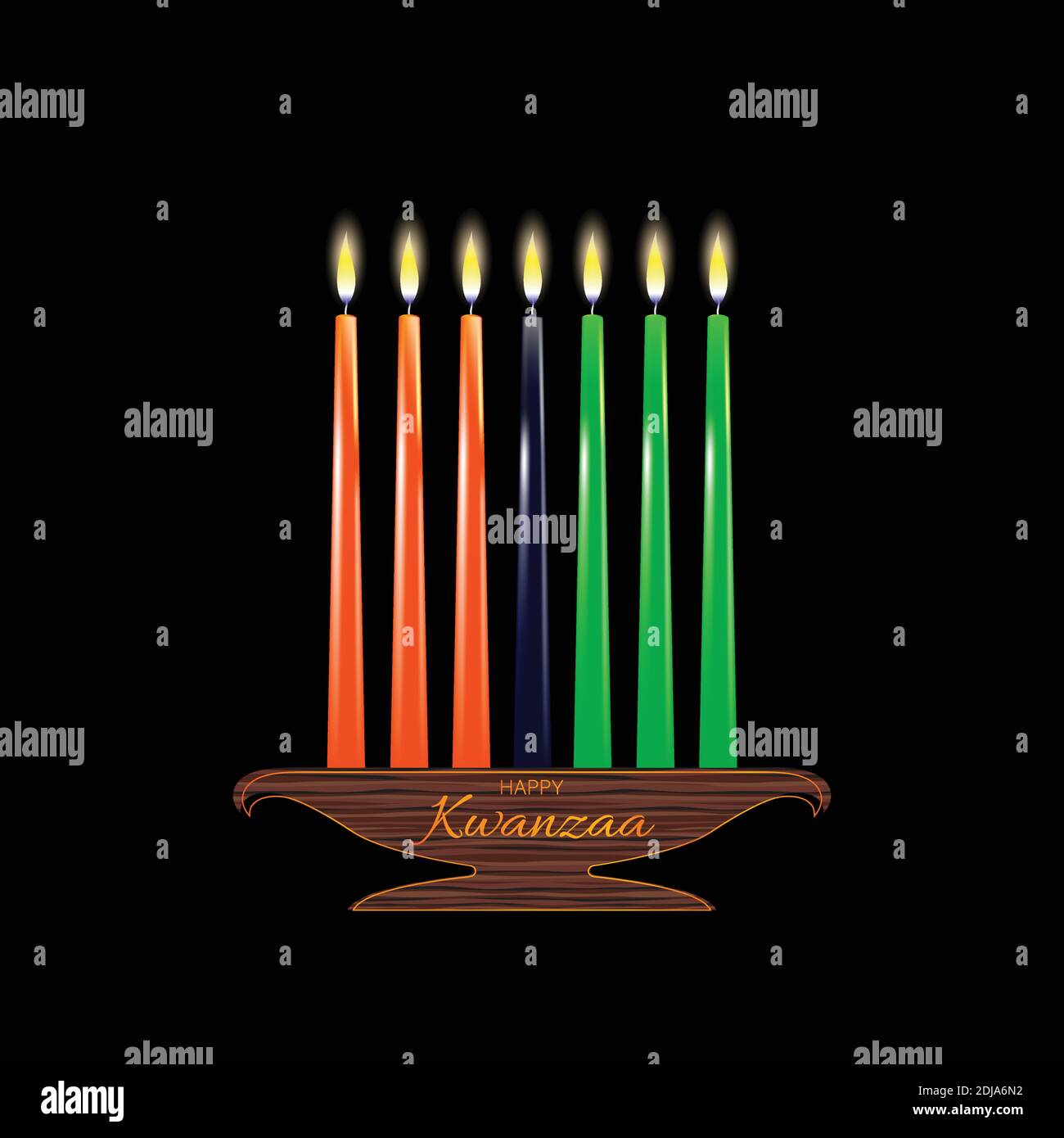 Vector Illustration for Kwanzaa. Template with seven realistic candles ...