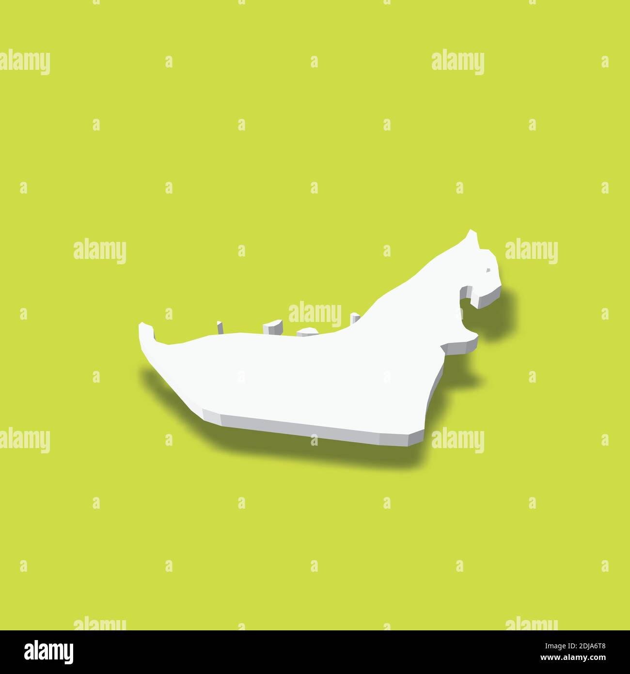 United Arab Emirates, UAE - white 3D silhouette map of country area ...