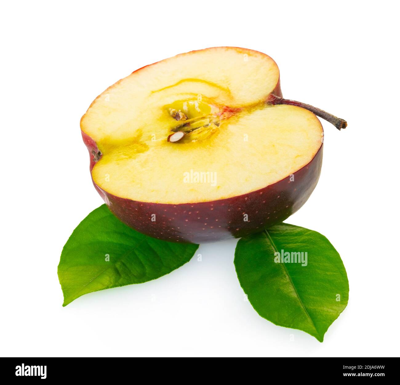 half red apple fruit on white isolated background Stock Photo - Alamy