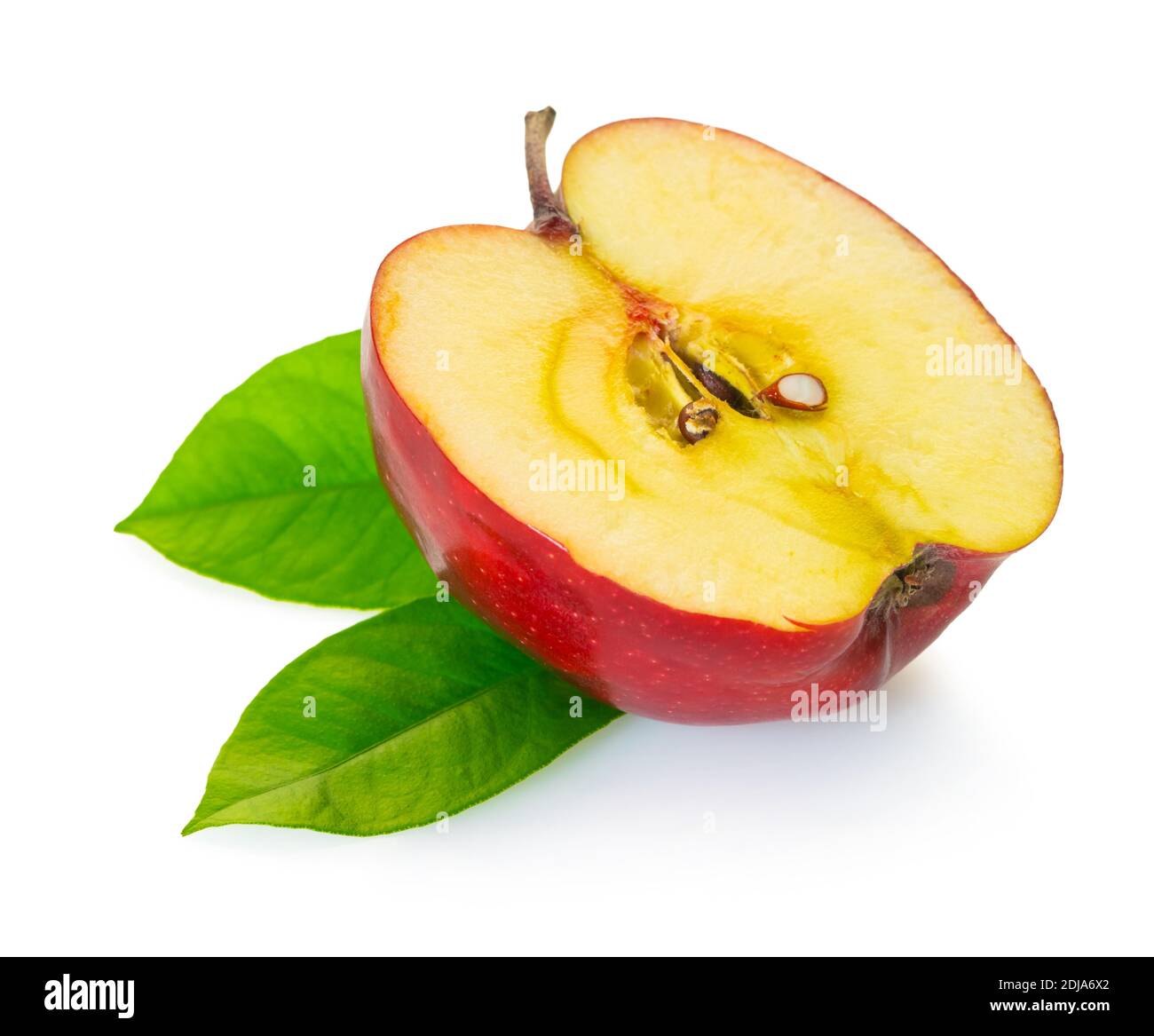 half red apple fruit on white isolated background Stock Photo - Alamy