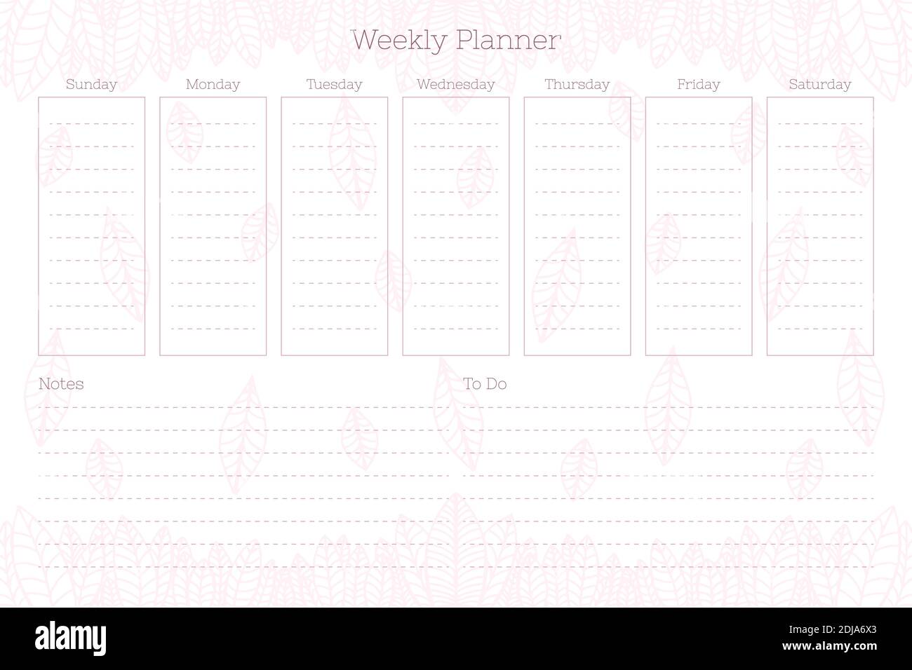 weekly personal planner diary template in cute pink abstract style ...