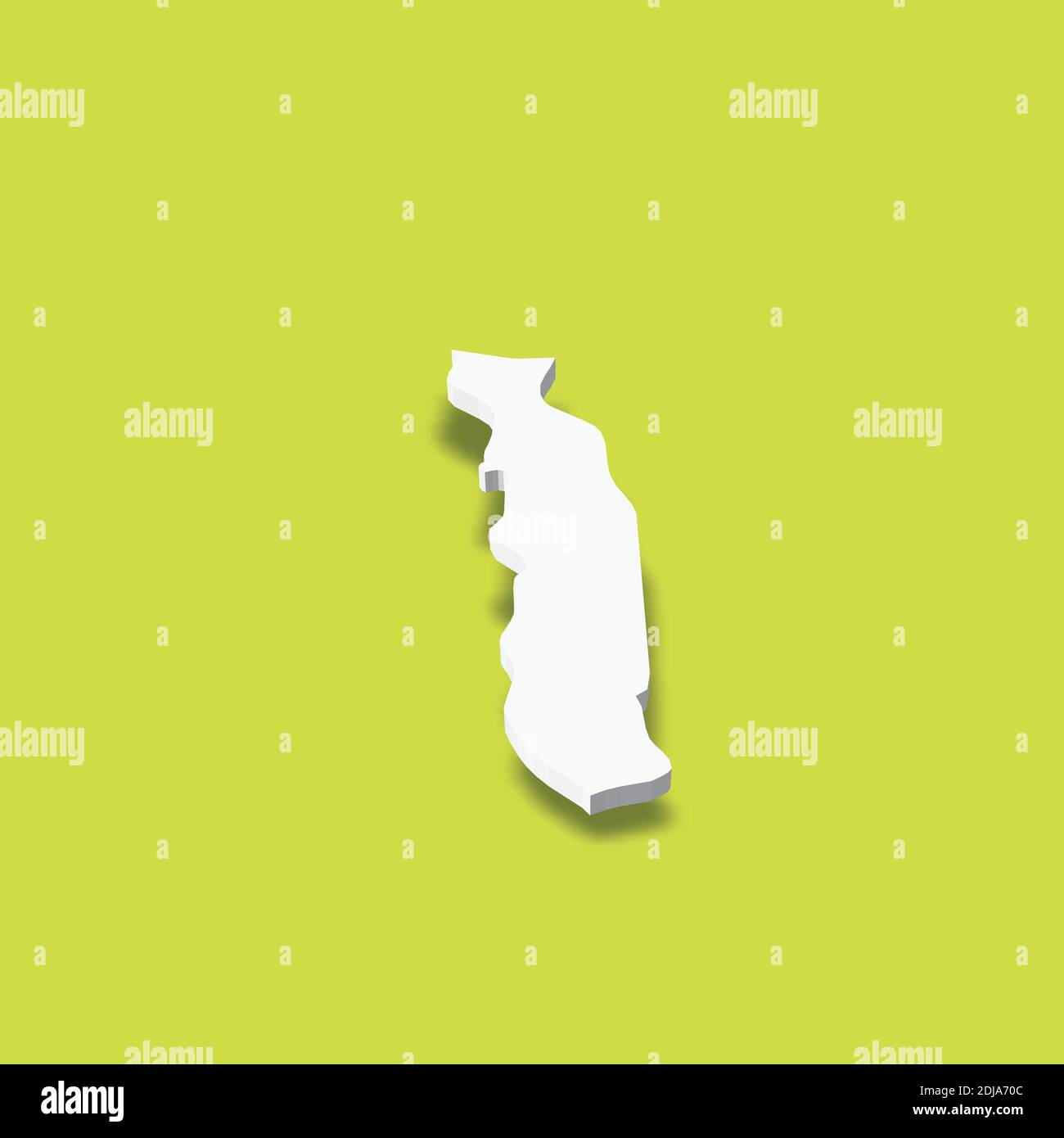 Togo - white 3D silhouette map of country area with dropped shadow on ...