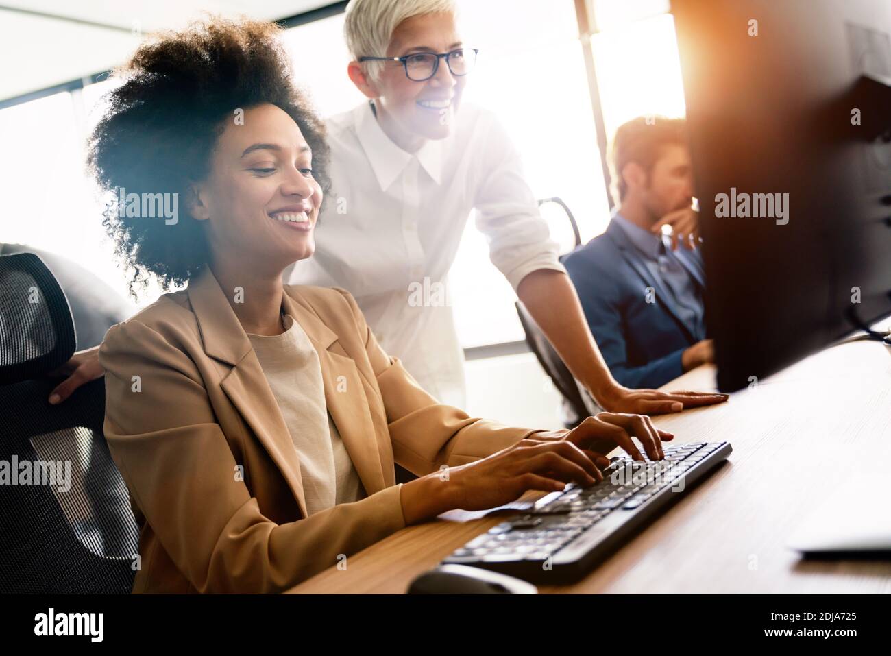 Startup programmer people group working everyday job at modern office ...